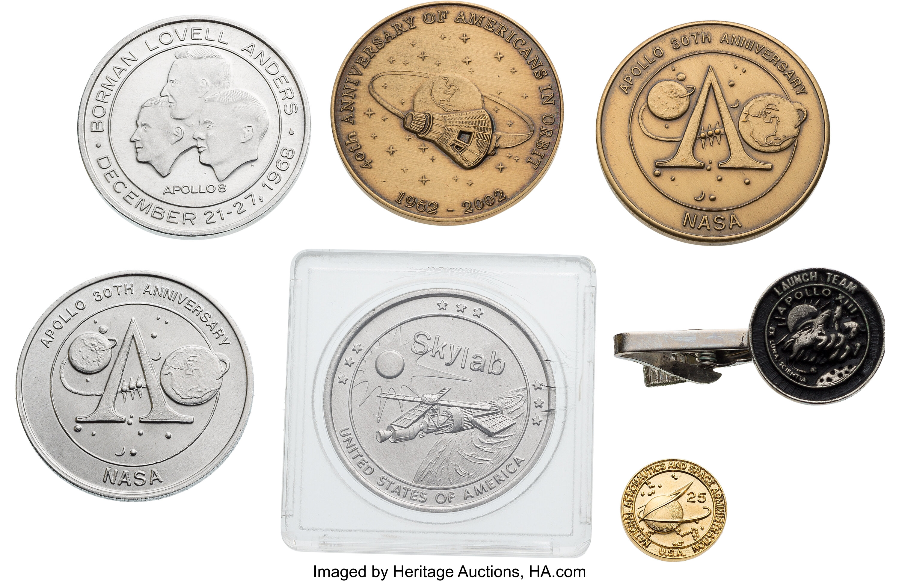 NASA Manned Flight Awareness Medals for Apollo 8 and Skylab, with | Lot ...
