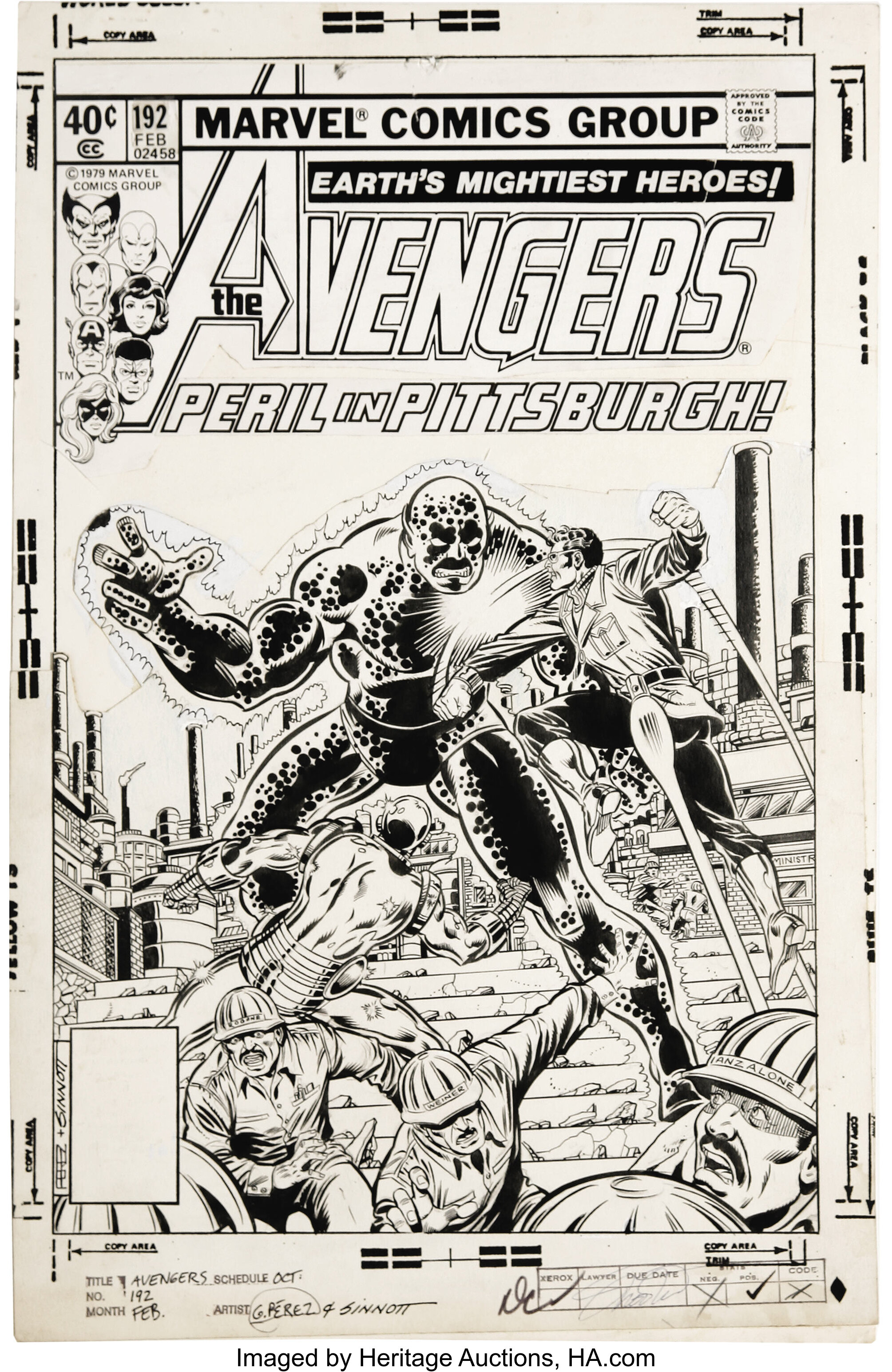 George Perez and Joe Sinnott - The Avengers #192 Cover Original Art ...