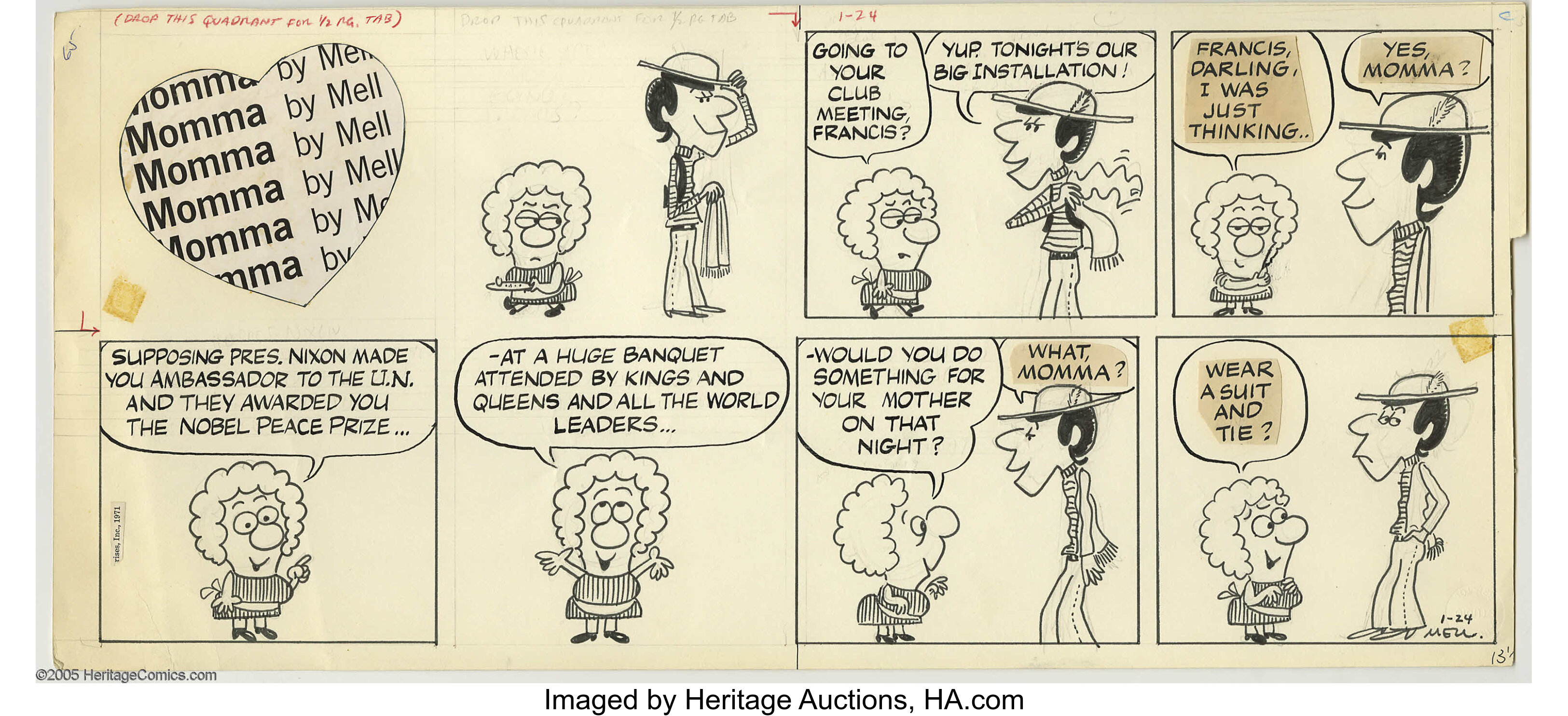 Mell Lazarus - Momma Sunday Comic Strip Original Art, dated | Lot ...