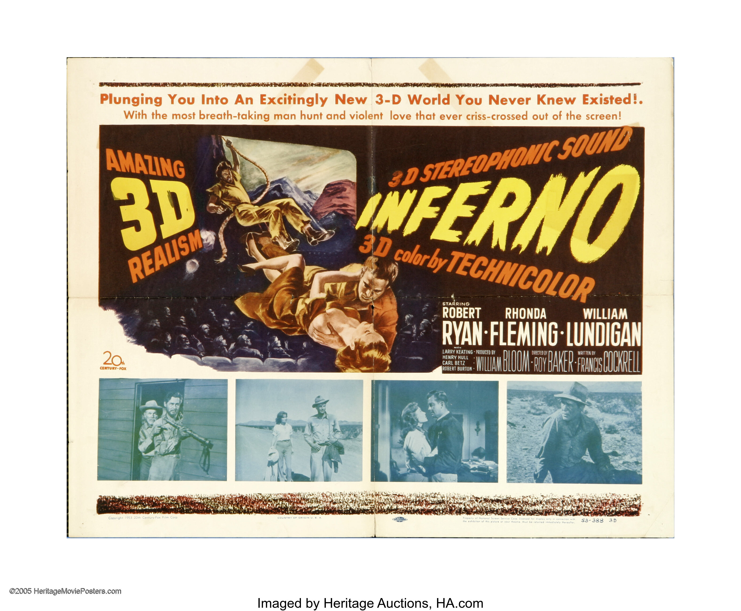 Inferno (20th Century Fox, 1953). Half Sheet (22" X 28"). Offered | Lot ...