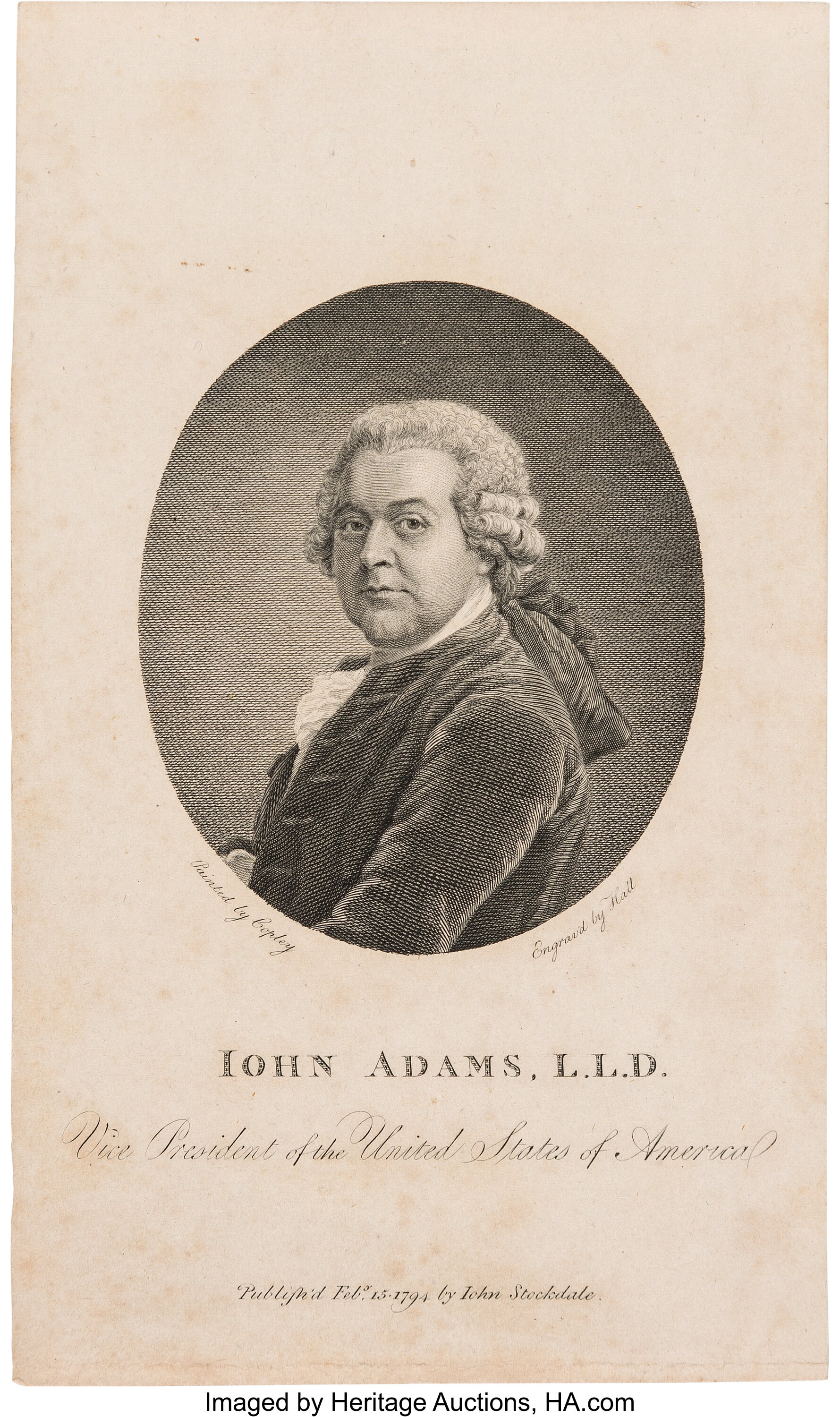 John Adams: Early 1794-Dated Engraving as Vice President. ... | Lot ...