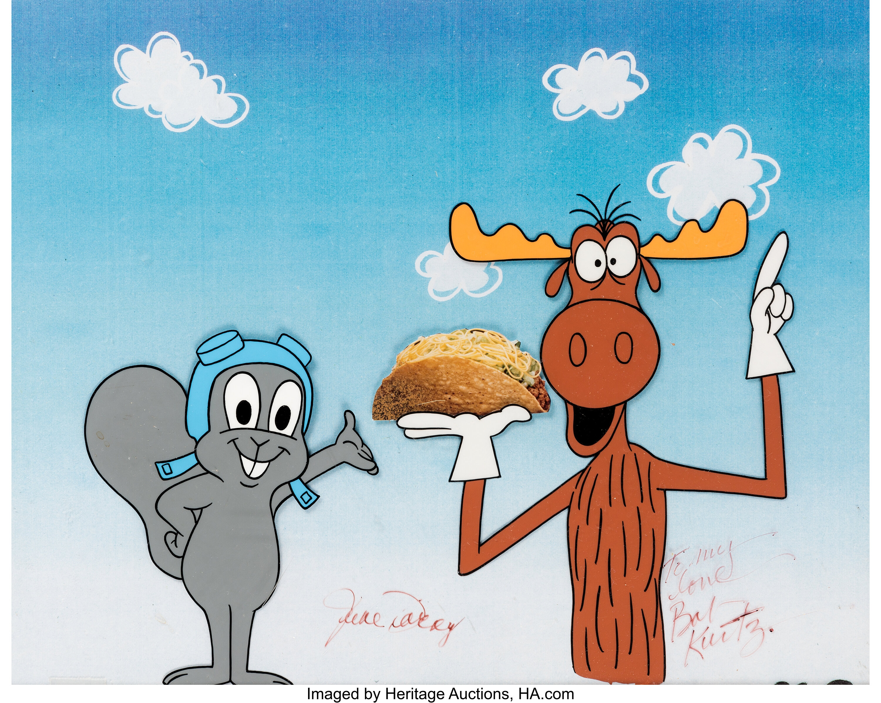 Bullwinkle Taco Bell Ad Production Cel (Jay Ward/Bob Kurtz and | Lot ...