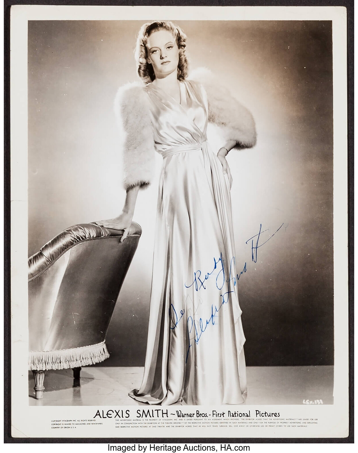 Alexis Smith (Warner Brothers, 1940s). Autographed Portrait Photo | Lot ...