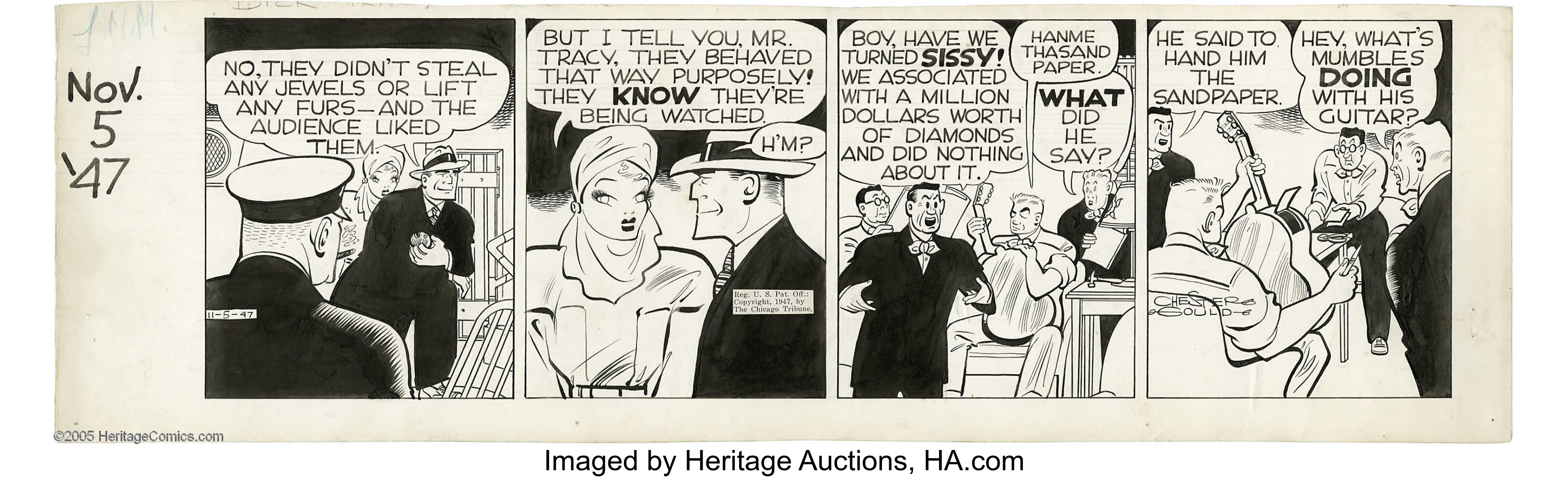 Chester Gould - Dick Tracy Daily Comic Strip Original Art, dated | Lot ...
