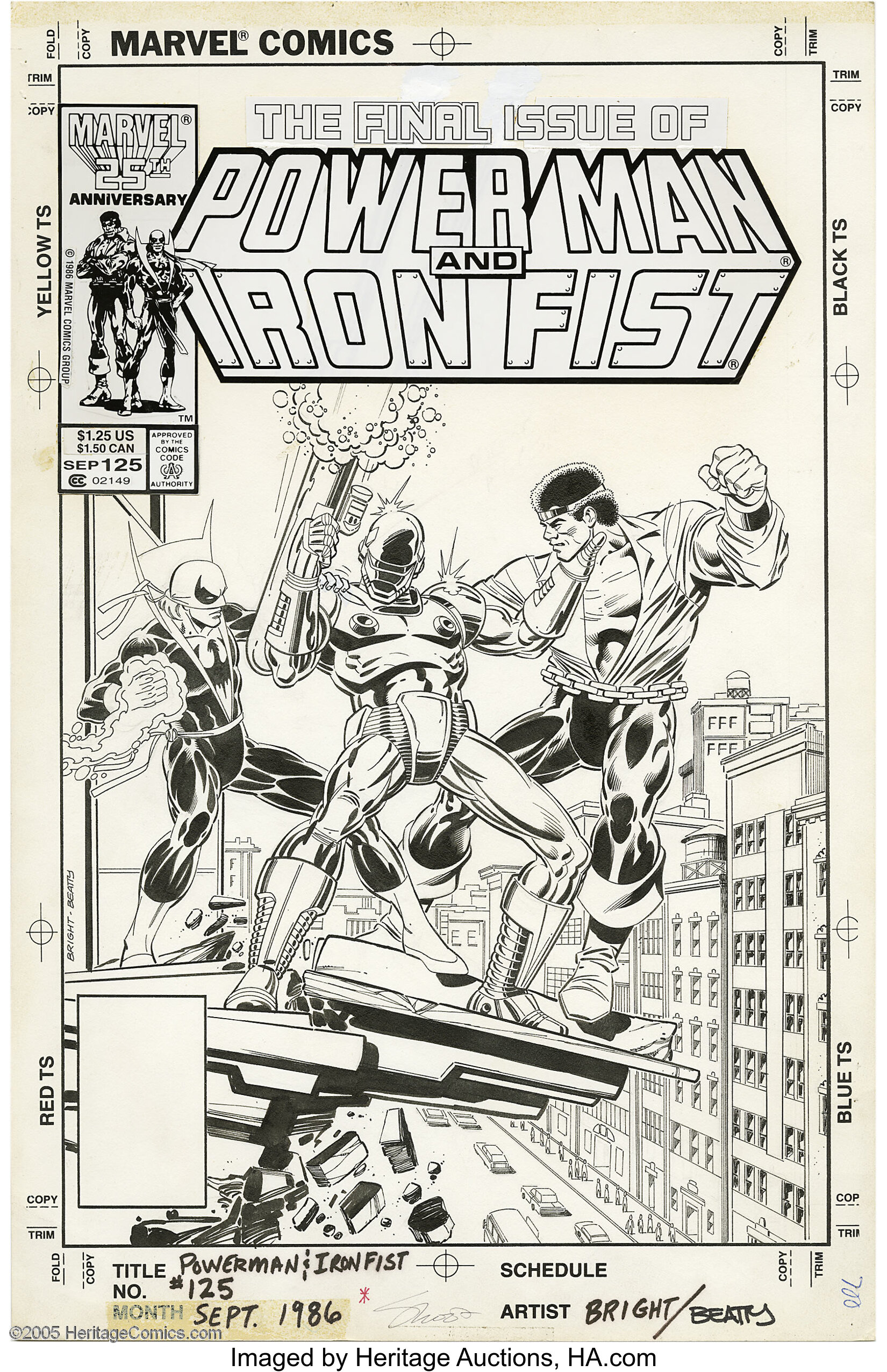 Mark Bright and John Beatty - Power Man and Iron Fist #125 Cover | Lot ...