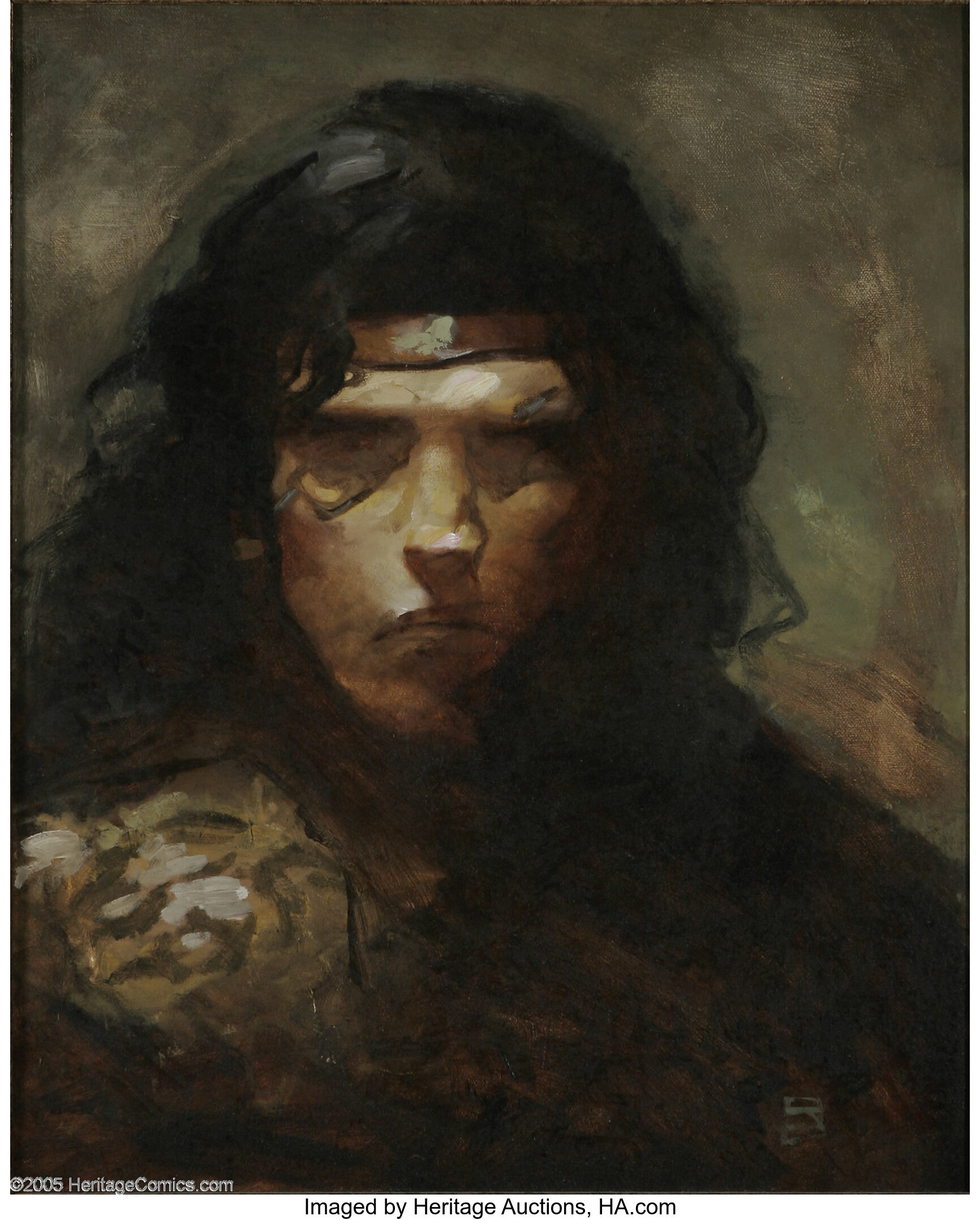 Jeff Jones - Tarzan Portrait Oil Painting Original Art (undated). | Lot ...