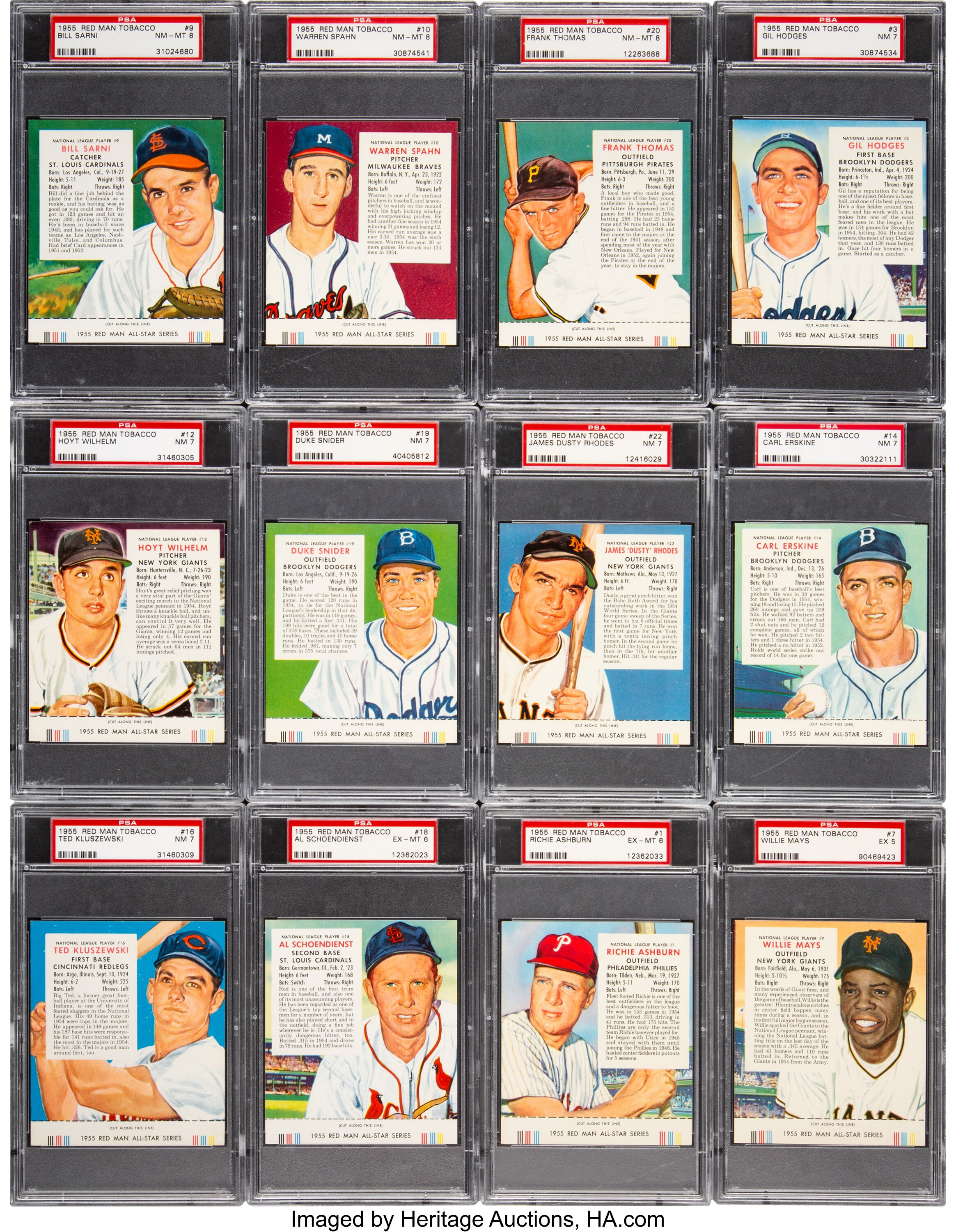 1955 Red Man (With Tabs) Baseball National League PSA-Graded | Lot ...