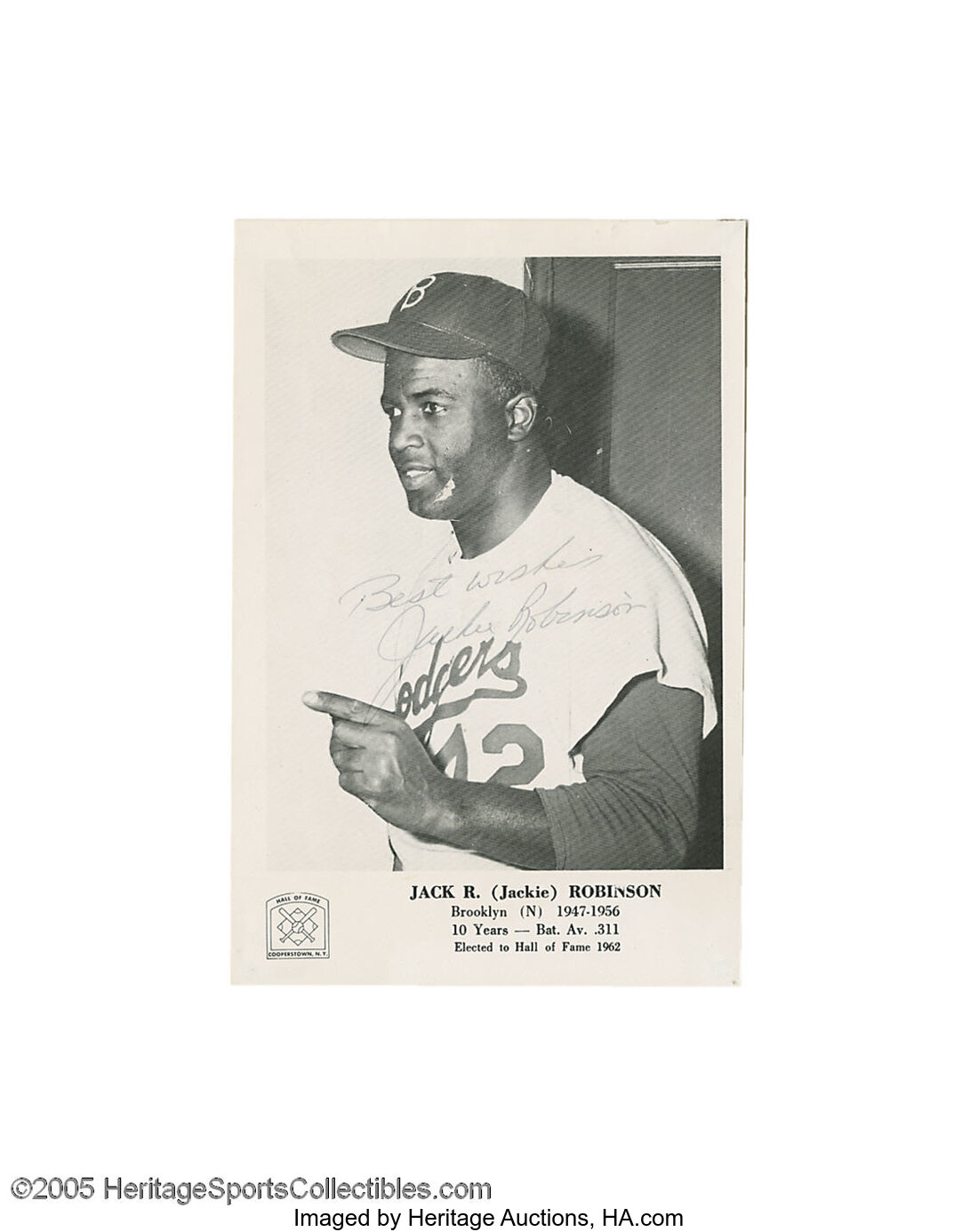 1960's Jackie Robinson Signed Hall of Fame Premium. Fine | Lot #19105 ...
