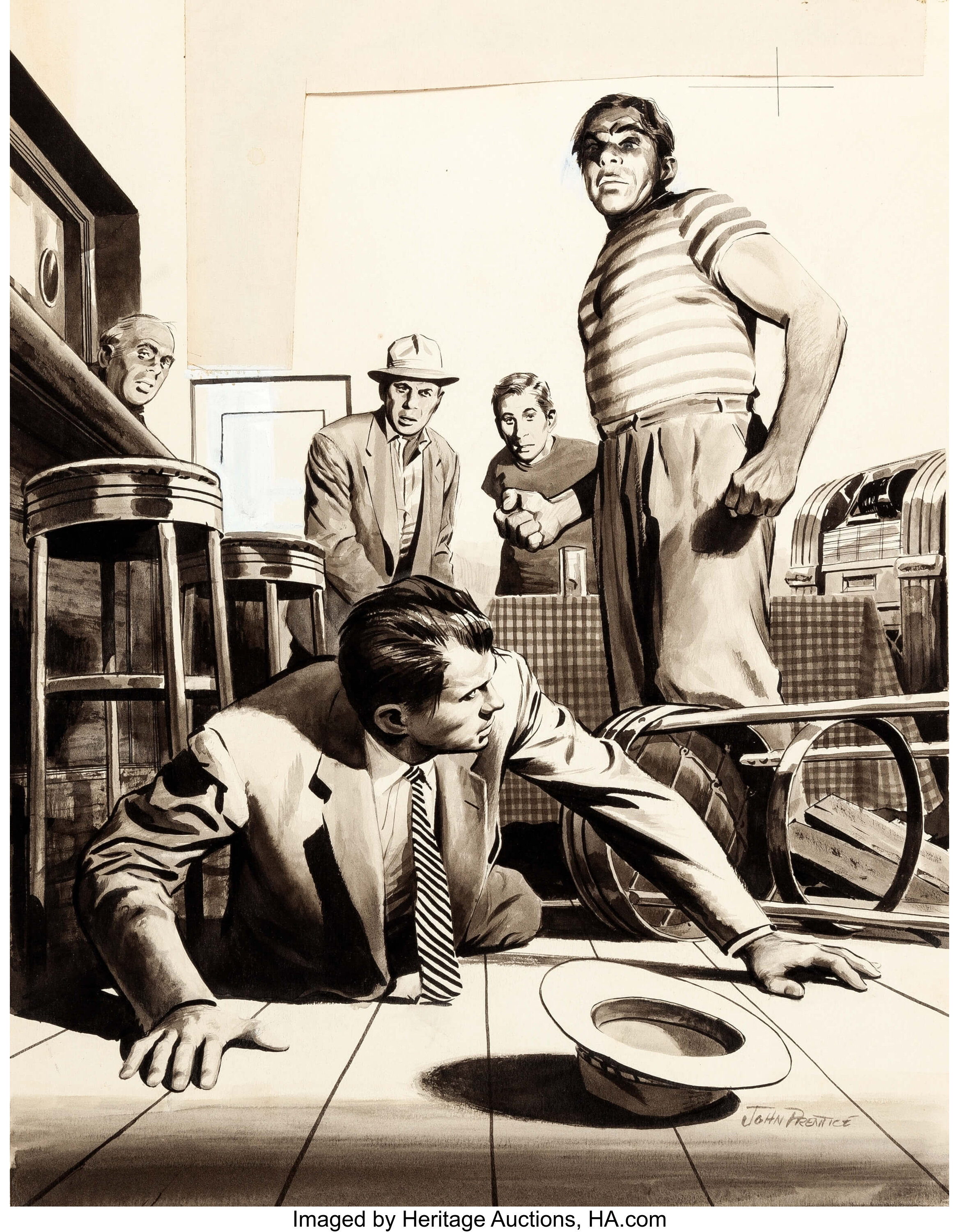 John Prentice Bluebook April-1955 "Tournament" Illustration | Lot ...