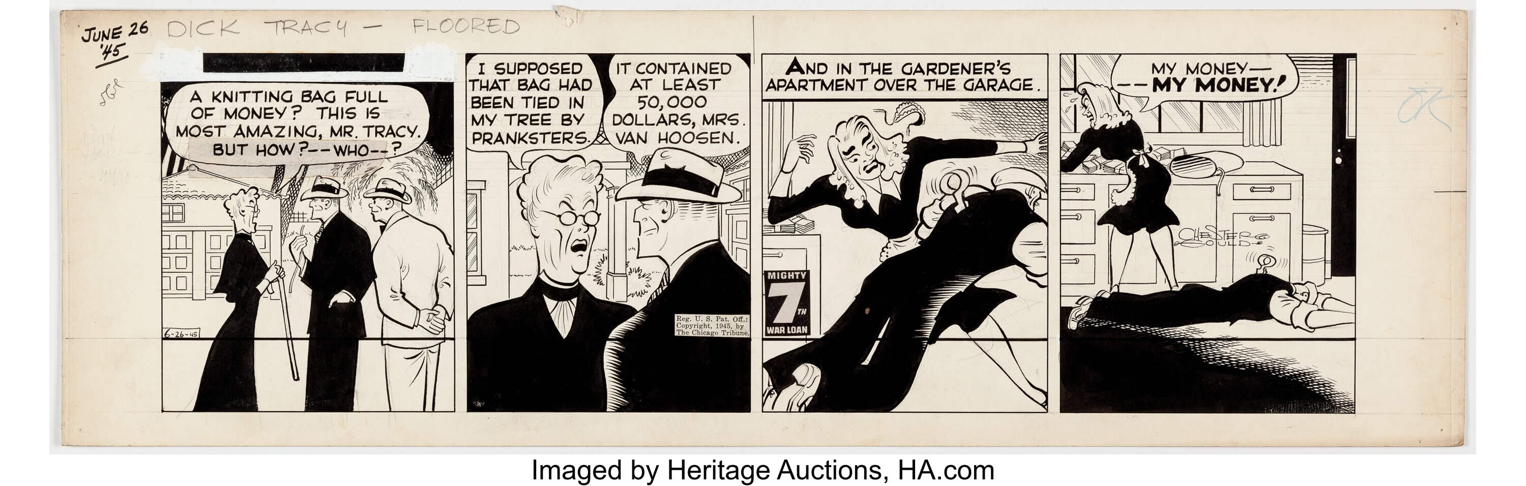 Chester Gould Dick Tracy Daily Comic Strip Original Art dated | Lot ...