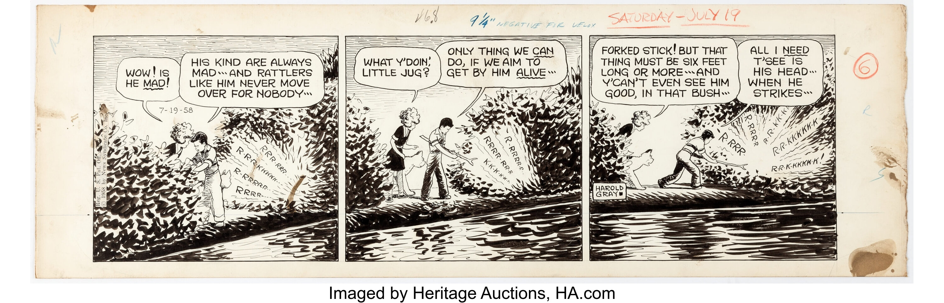 Harold Gray Little Orphan Annie Daily Comic Strip Original Art | Lot ...