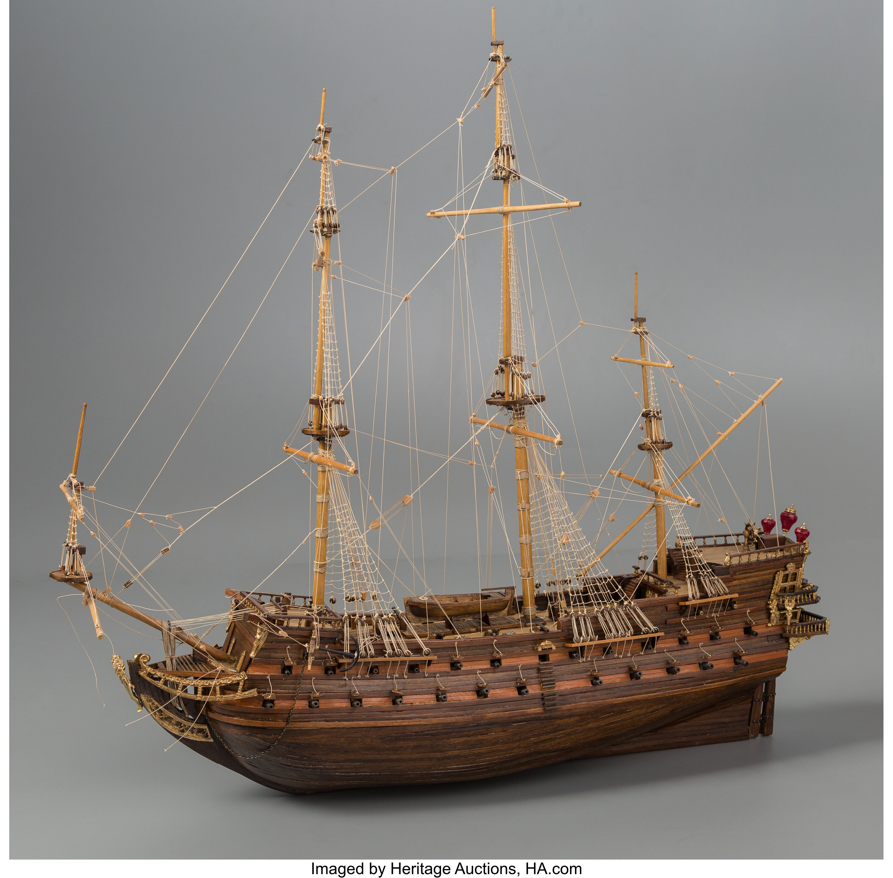A Large Three-Masted Wooden Ship Model of Le Mirage by Ben Progosh ...