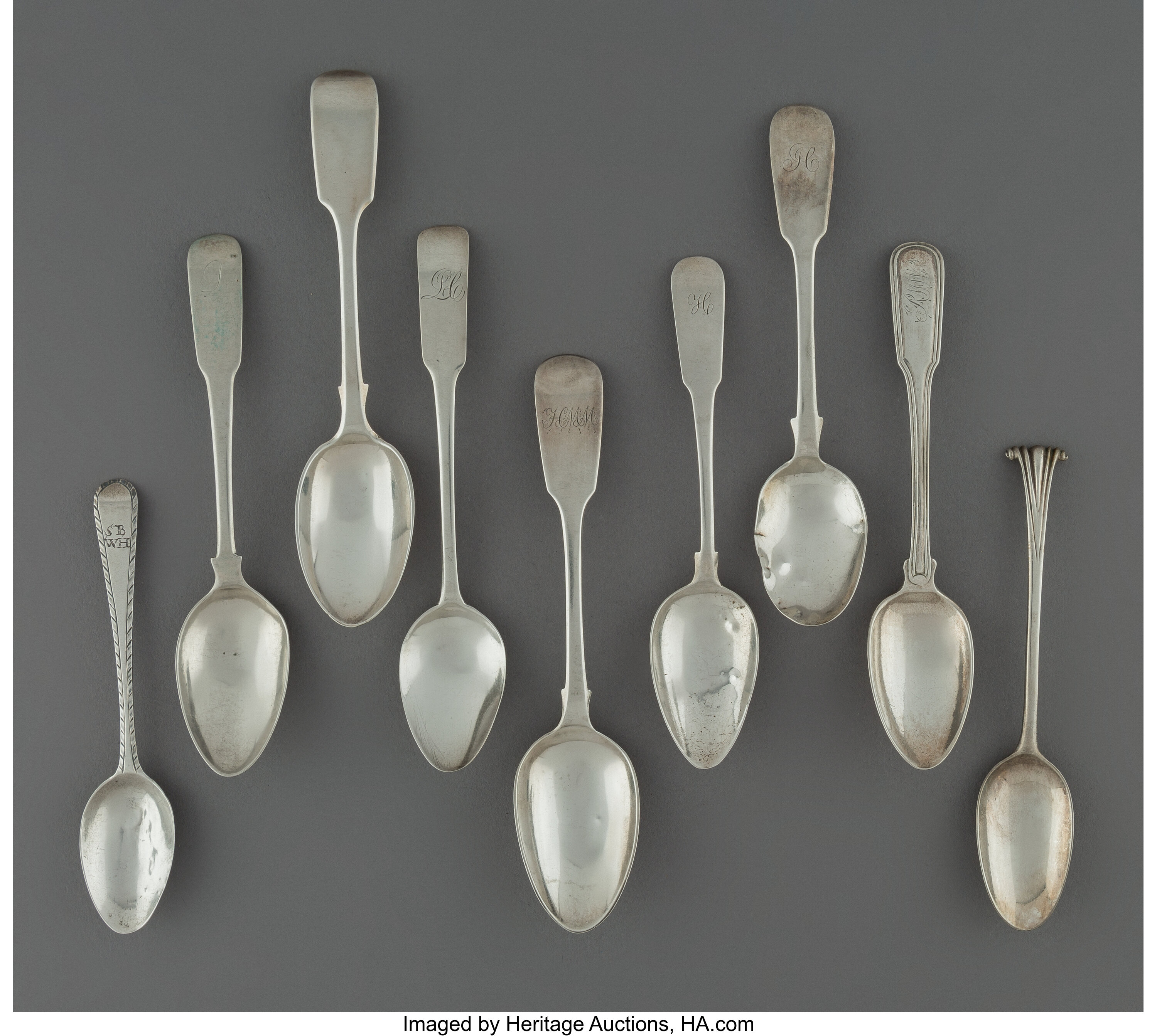Fifty-Seven Various British Silver Teaspoons, late 18th and early | Lot ...