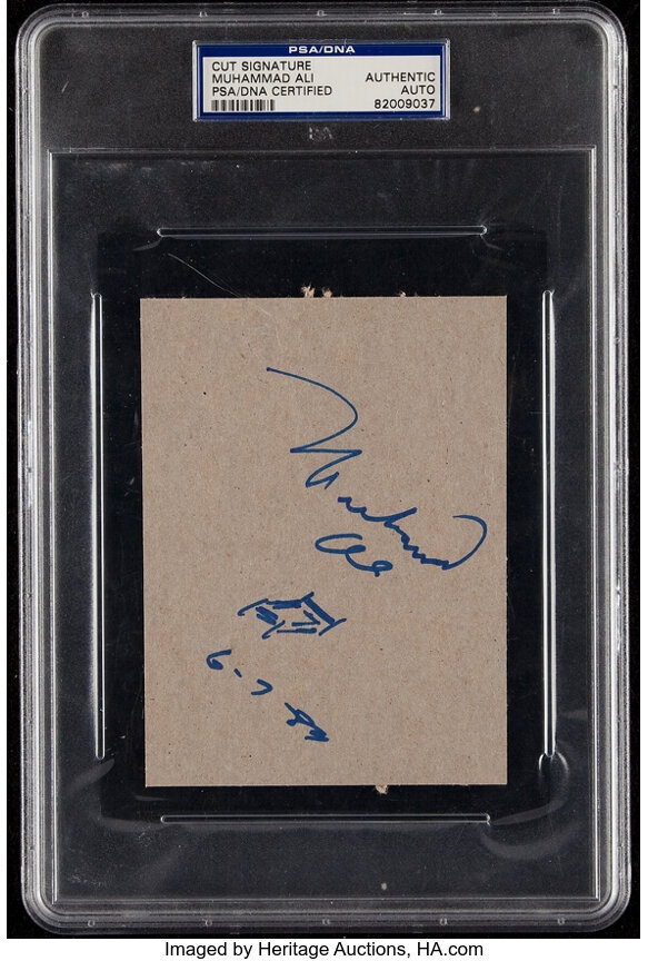1989 Muhammad Ali Signed Cut Signature with Boxing Ring Sketch, | Lot ...