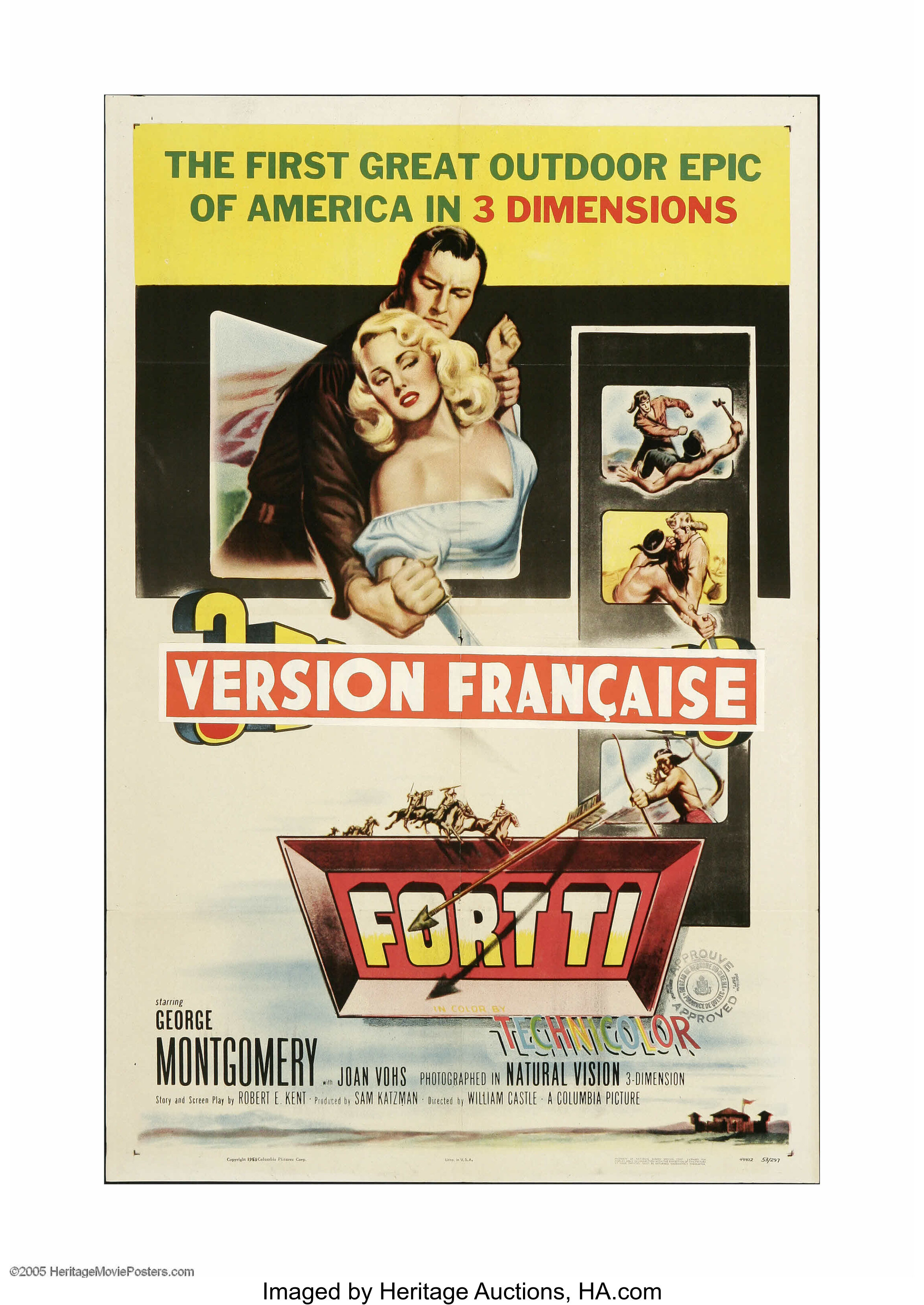 Fort Ti (Columbia, 1953). One Sheet (27" X 41"). This is a vintage ...