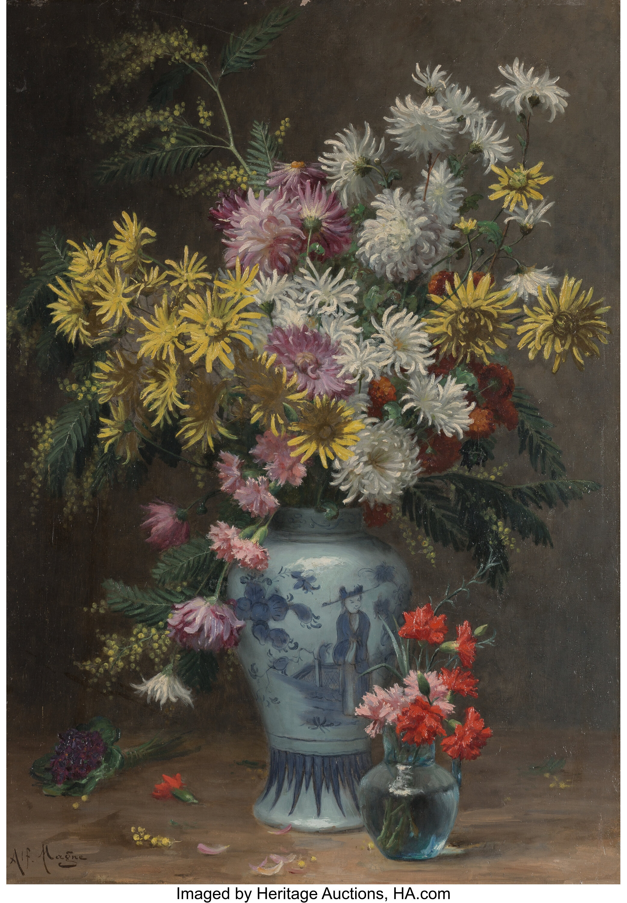 Désiré-Alfred Magne (French, 1855-1936). Flowers in a Blue Vase. | Lot ...
