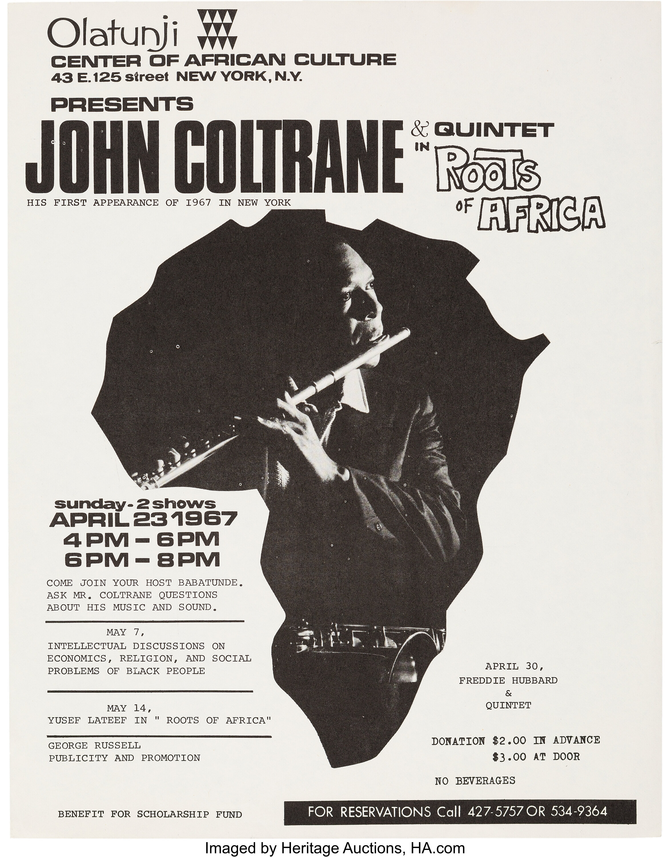 John Coltrane Olatunji Center Of African Culture Concert Handbill | Lot ...