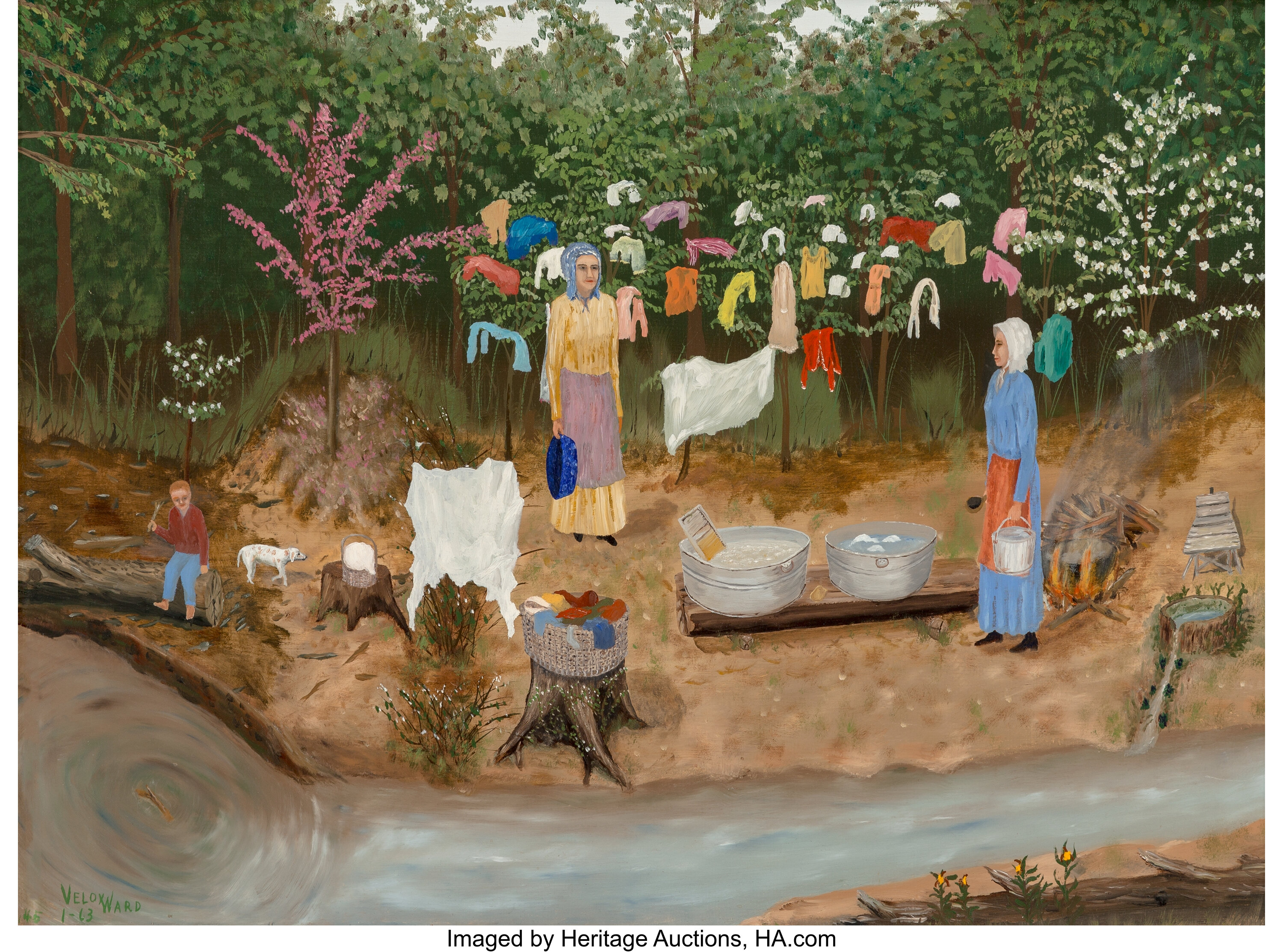 Velox Benjamin Ward (American, 1901-1994). Wash Day at Spring, | Lot ...