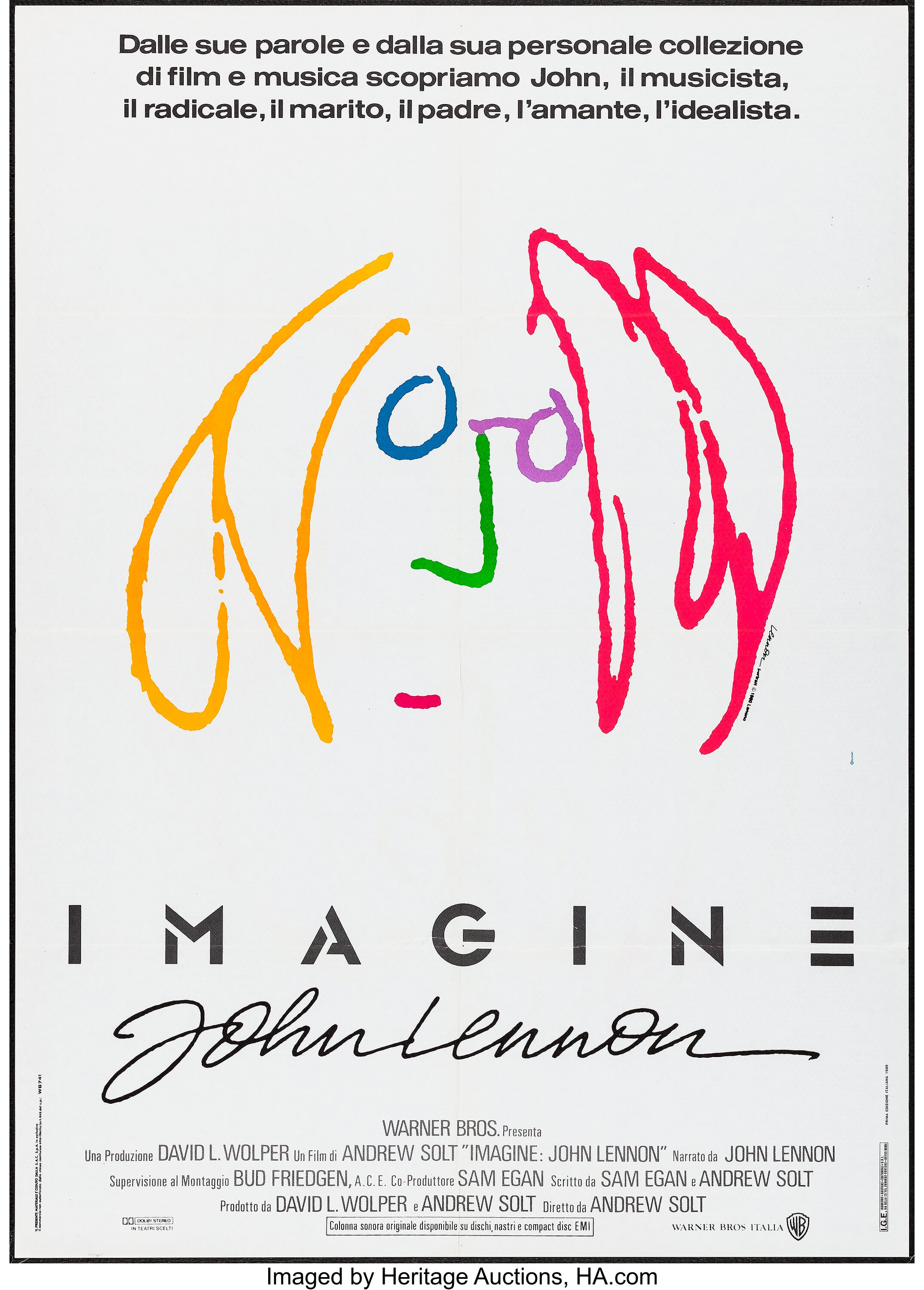 Imagine: John Lennon (Warner Brothers, 1988). Italian 2 - Fogli | Lot ...