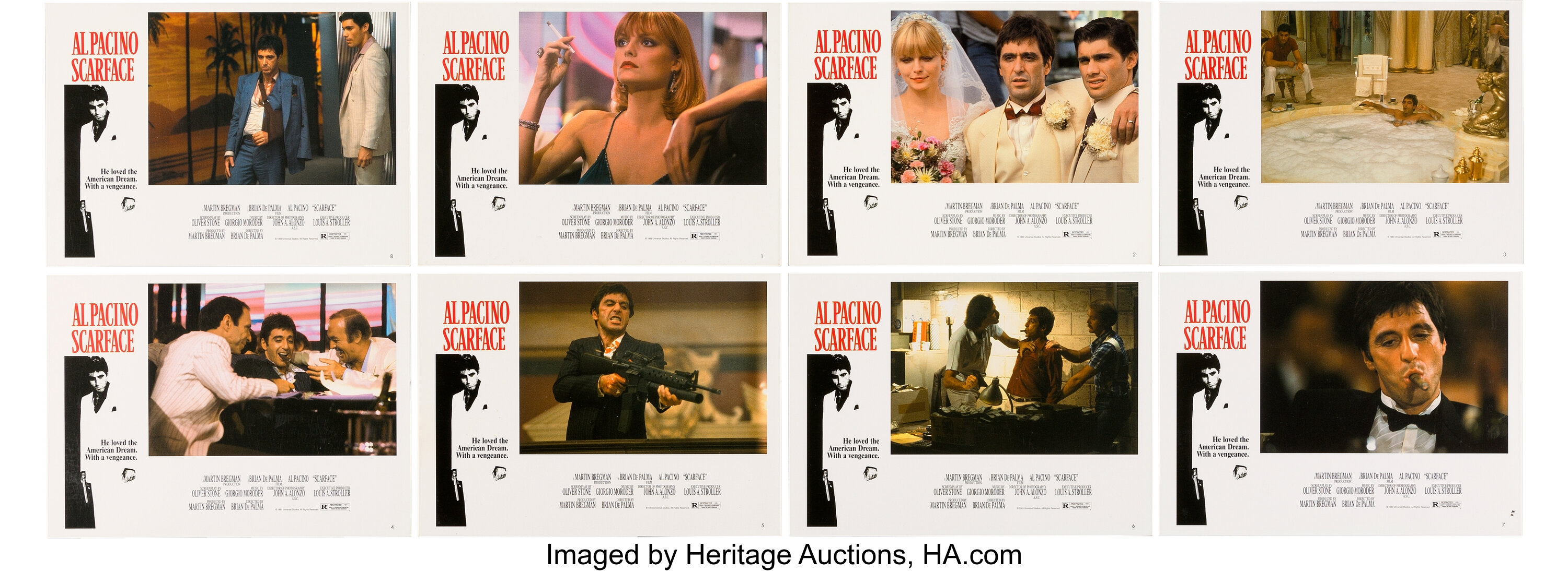 Scarface Complete Set of 8 Lobby Cards (Universal Studios, | Lot #89511 ...