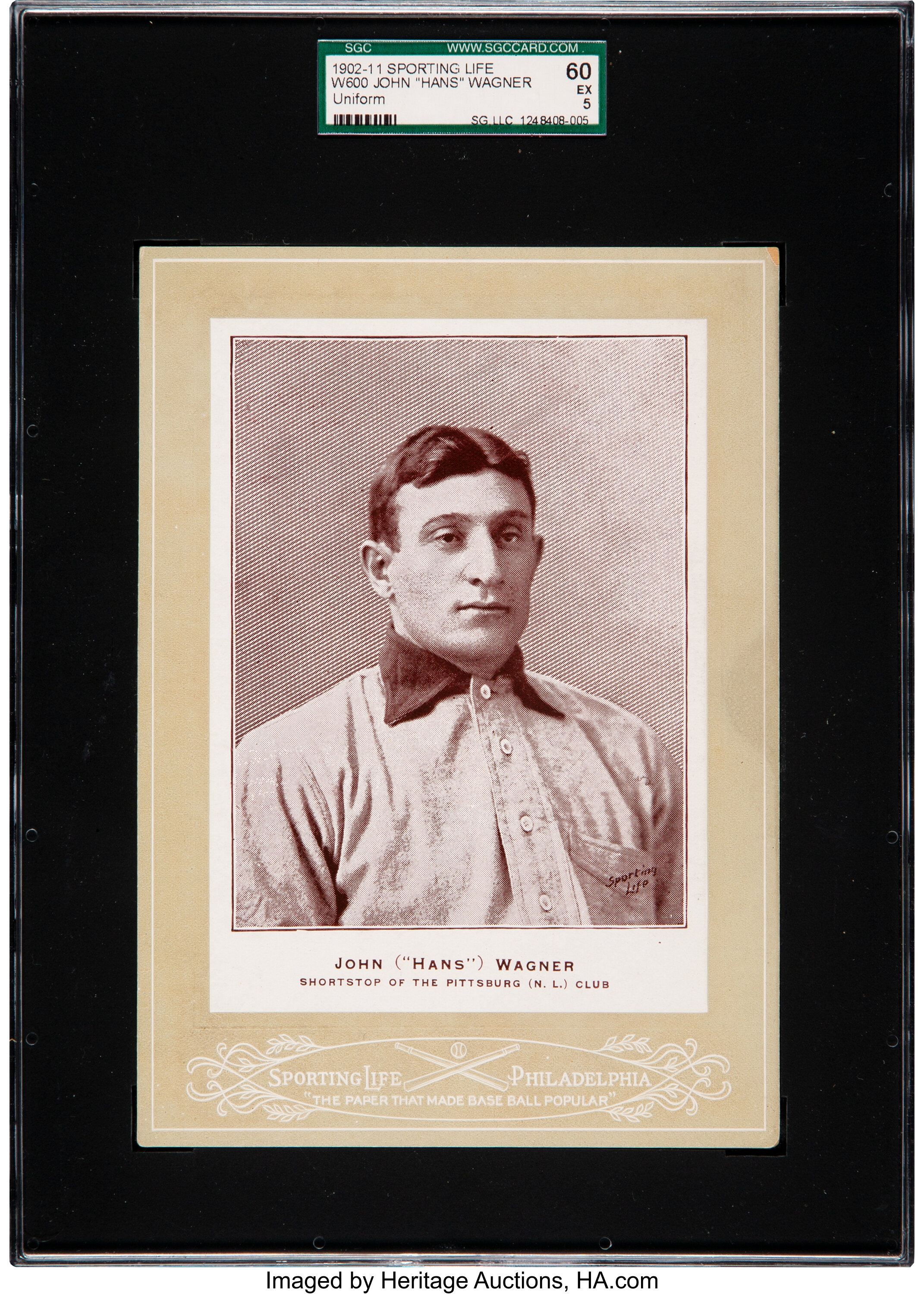 1902-11 W600 Sporting Life (Type 4) Honus Wagner (Uniform) SGC 60 | Lot ...