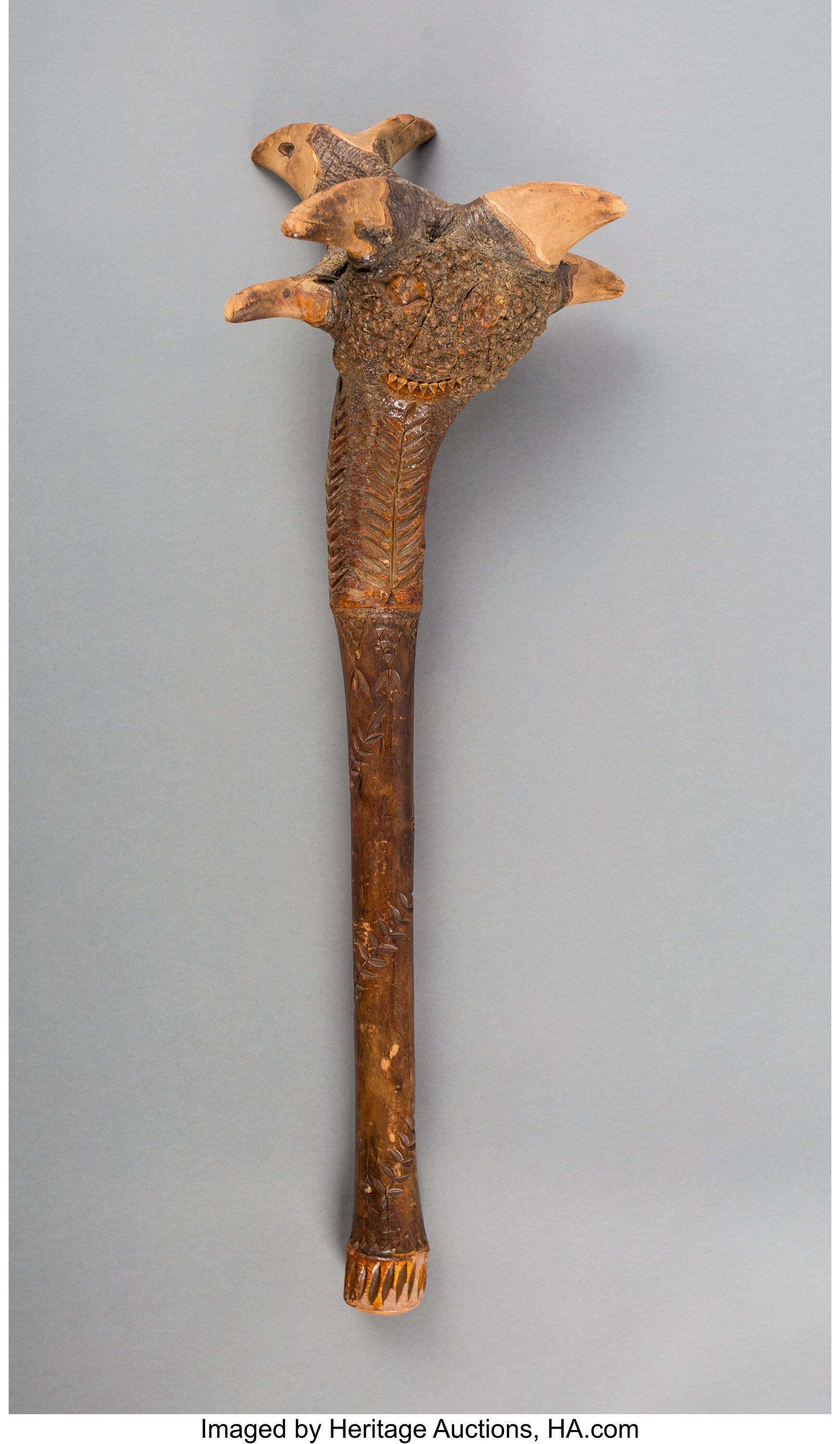 A Penobscot Chip-Carved Root Club... Sculpture | Lot #70186 | Heritage ...