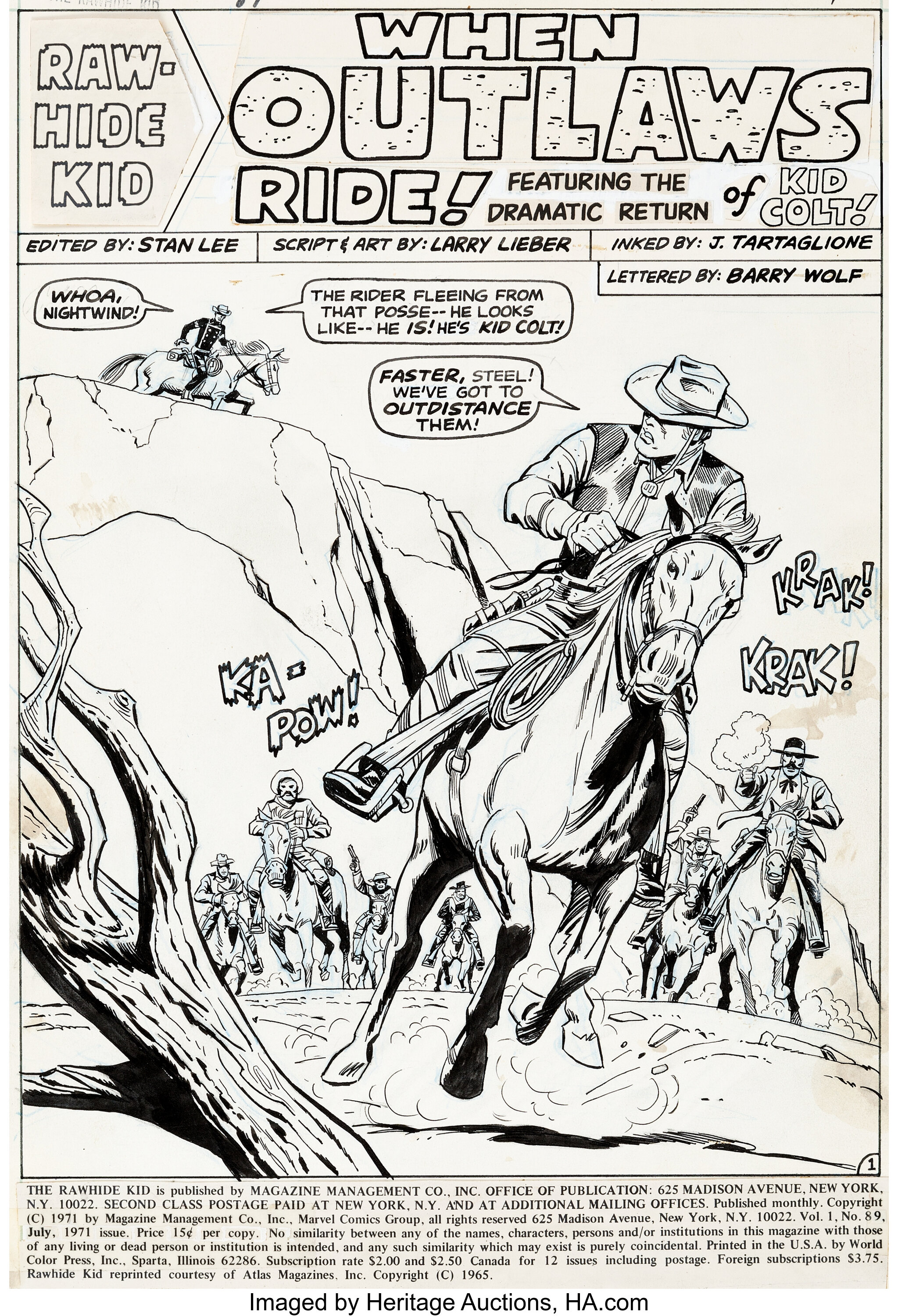 Larry Lieber, John Tartaglione, and Marie Severin Rawhide Kid #89 | Lot ...