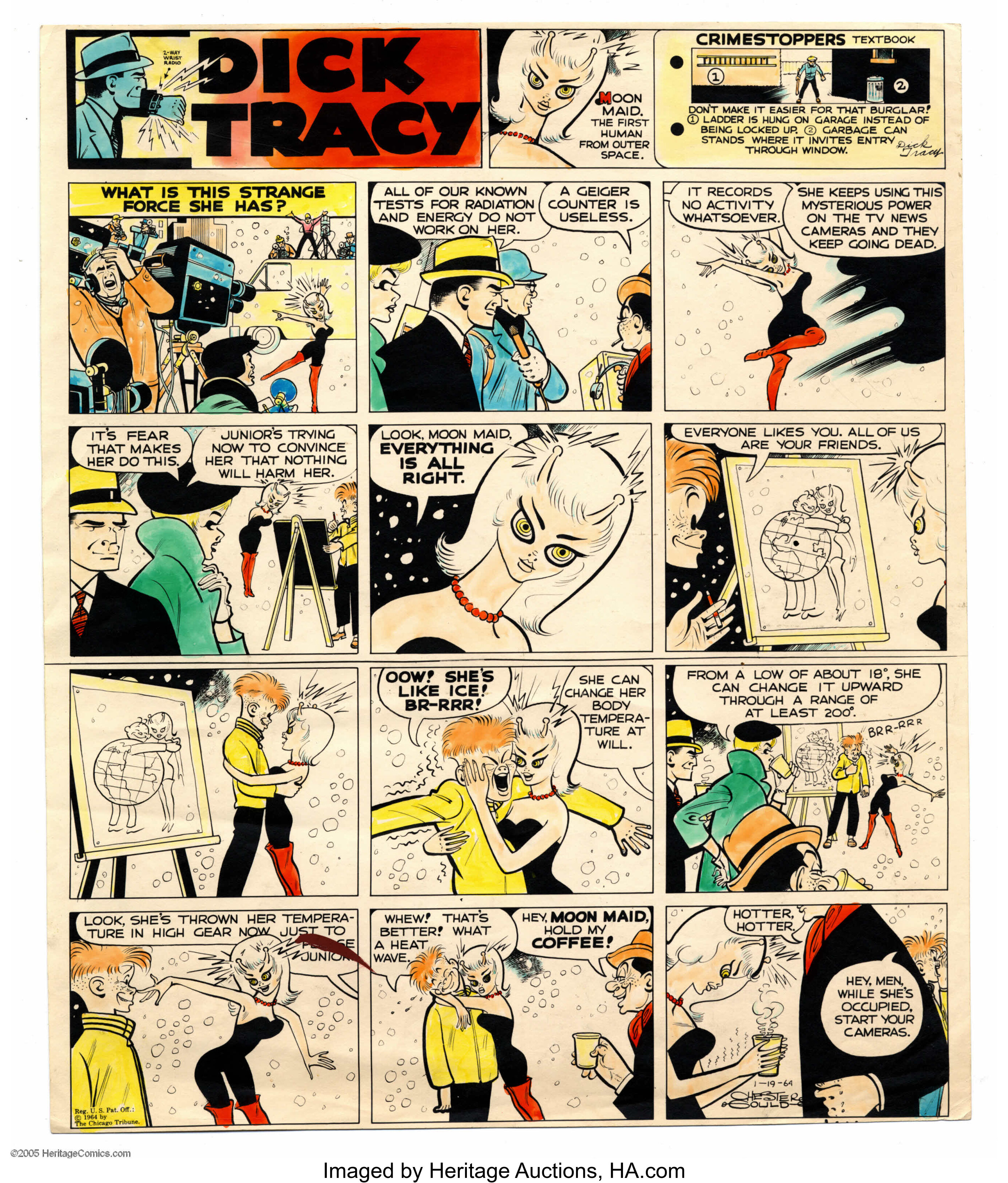 Chester Gould - Dick Tracy Sunday Color Guide, dated 1-19-64 (The | Lot ...