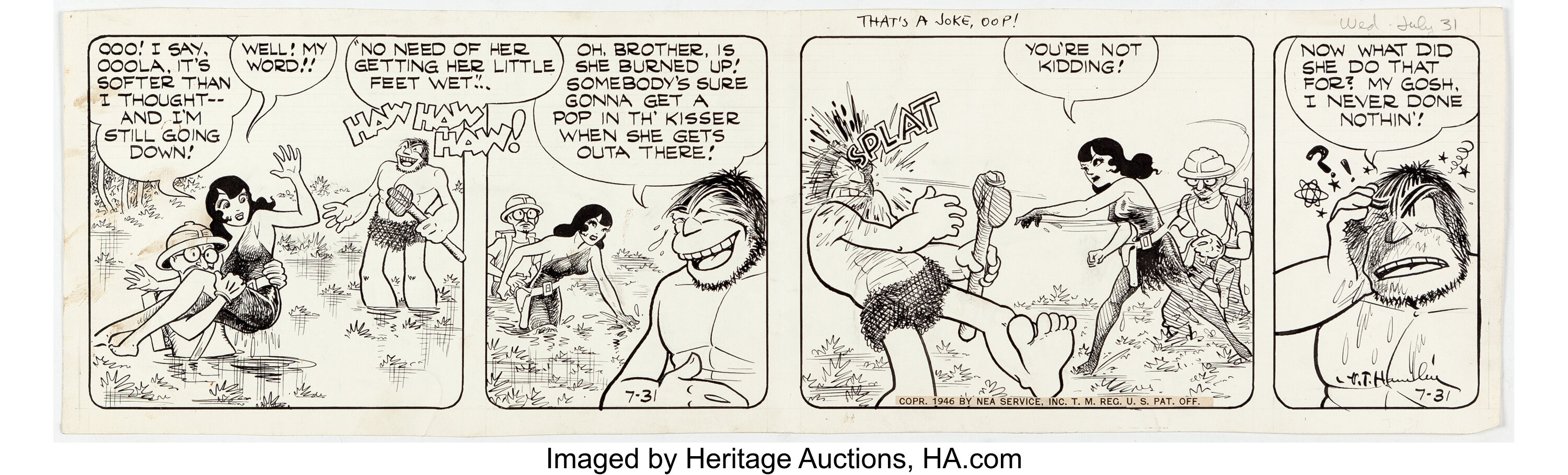 V.T. Hamlin Alley Oop Daily Comic Strip Original Art dated 7-31-46 ...