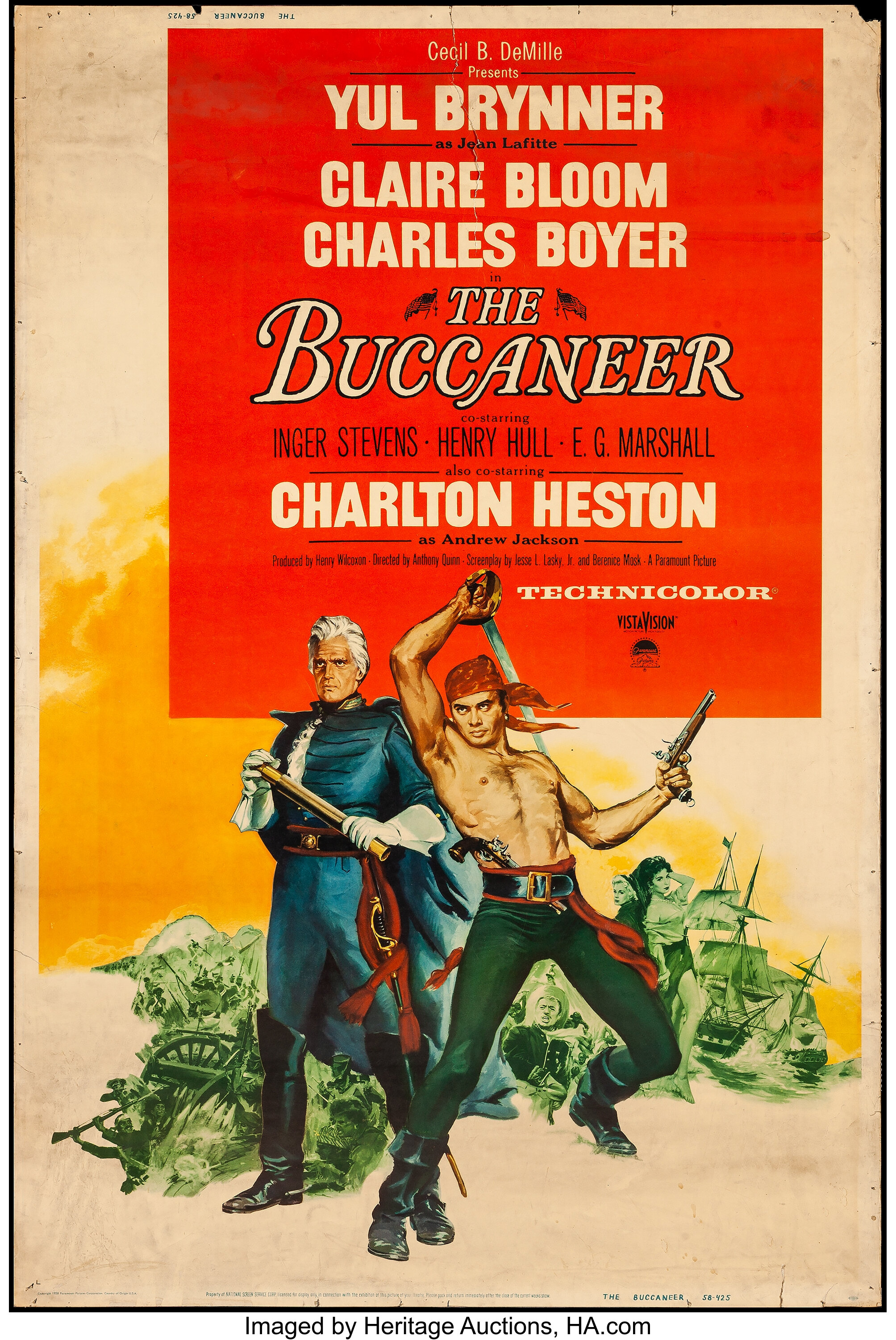 The Buccaneer (Paramount, 1958). Poster (40" X 60"). Adventure.. | Lot ...