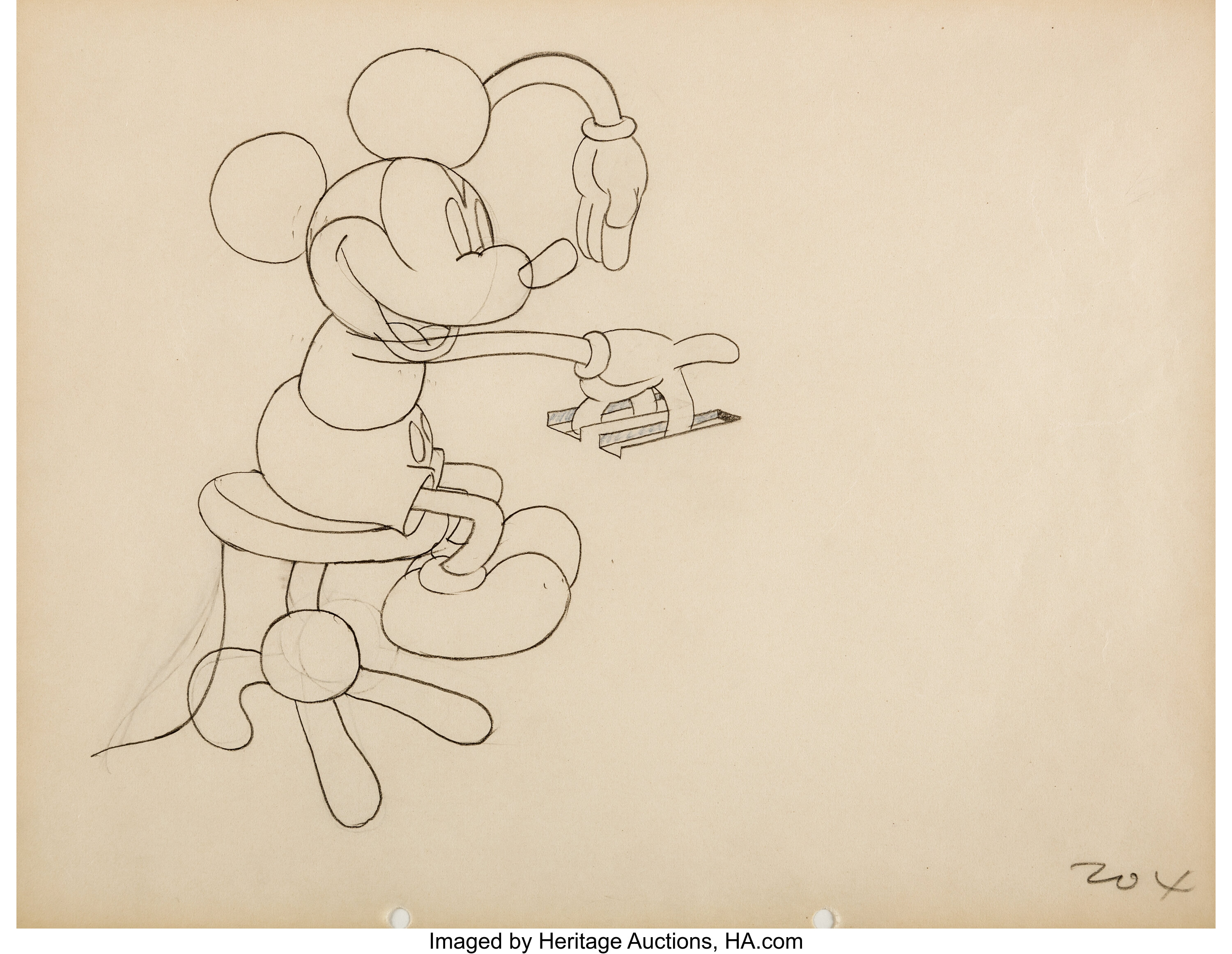The Cactus Kid Mickey Mouse Animation Drawing (Walt Disney, | Lot ...