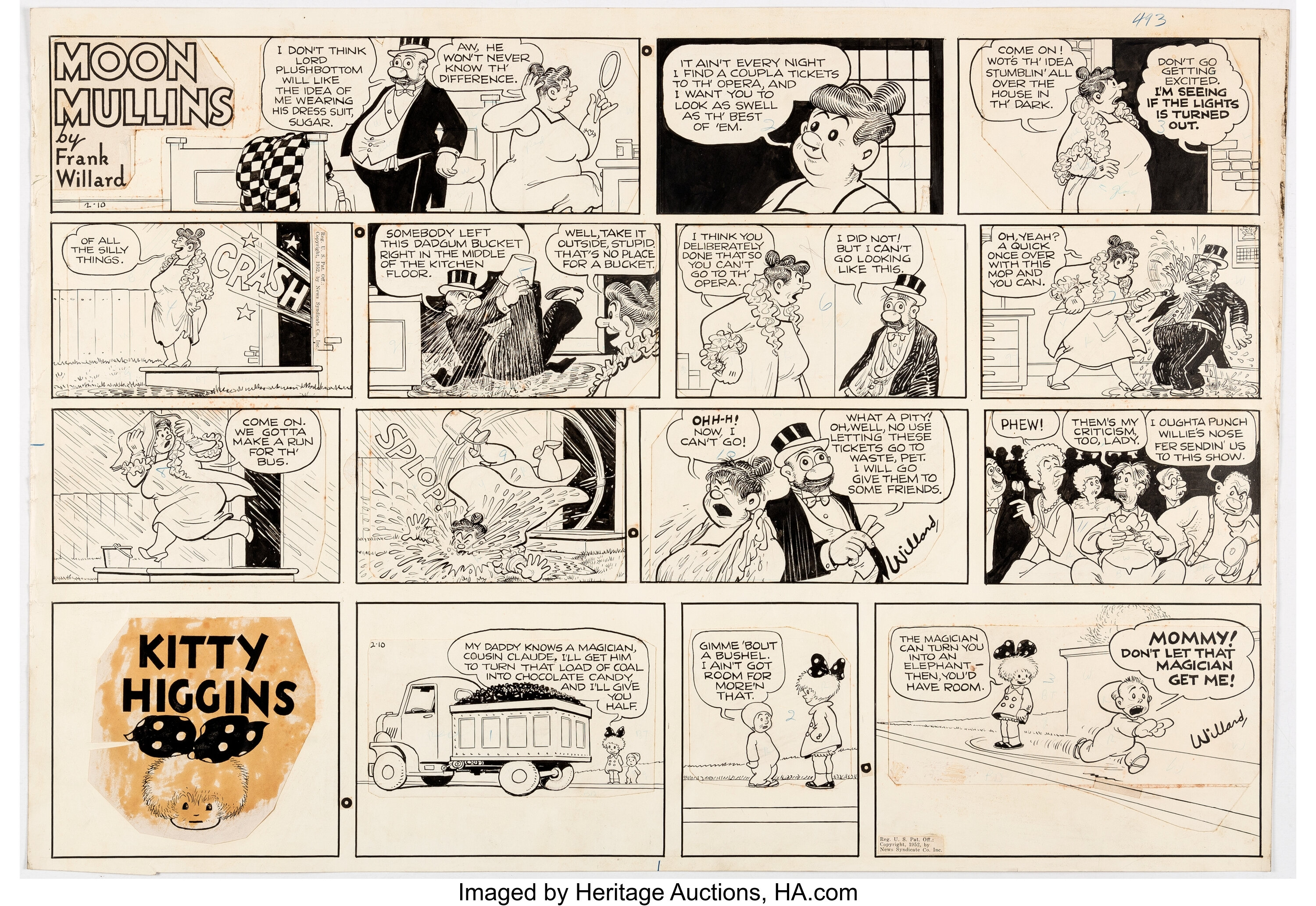 Frank Willard Moon Mullins and Kitty Higgins Sunday Comic Strips | Lot ...
