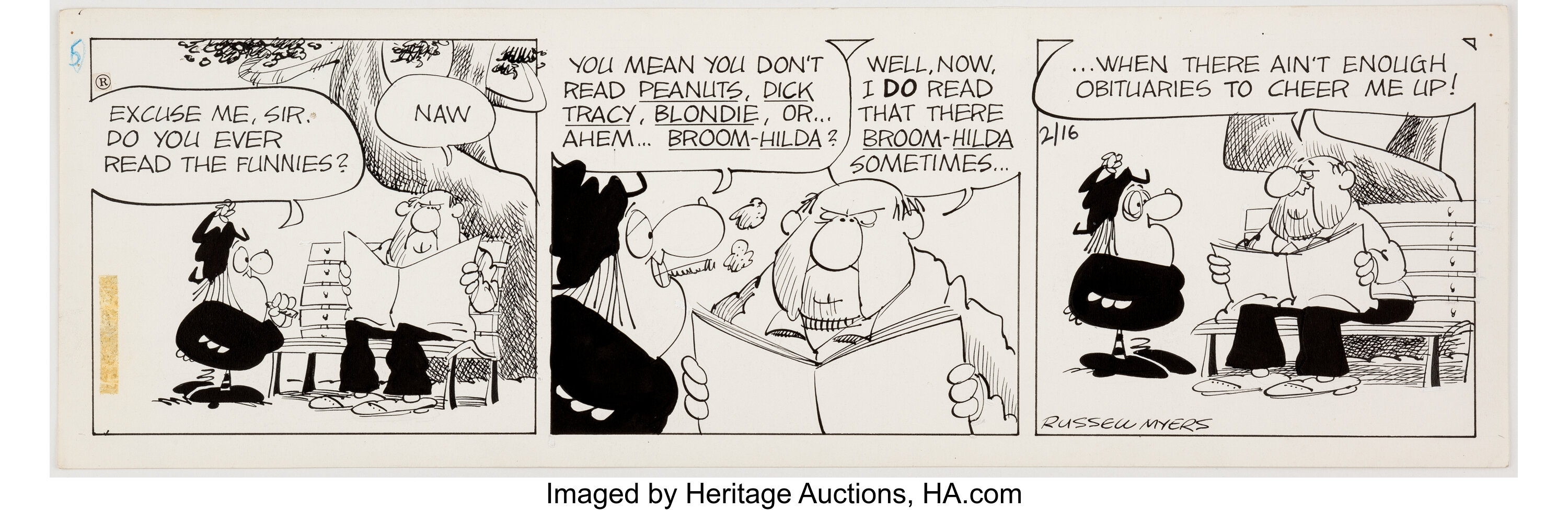 Russell Myers Broom Hilda Daily Comic Strip Original Art dated | Lot ...