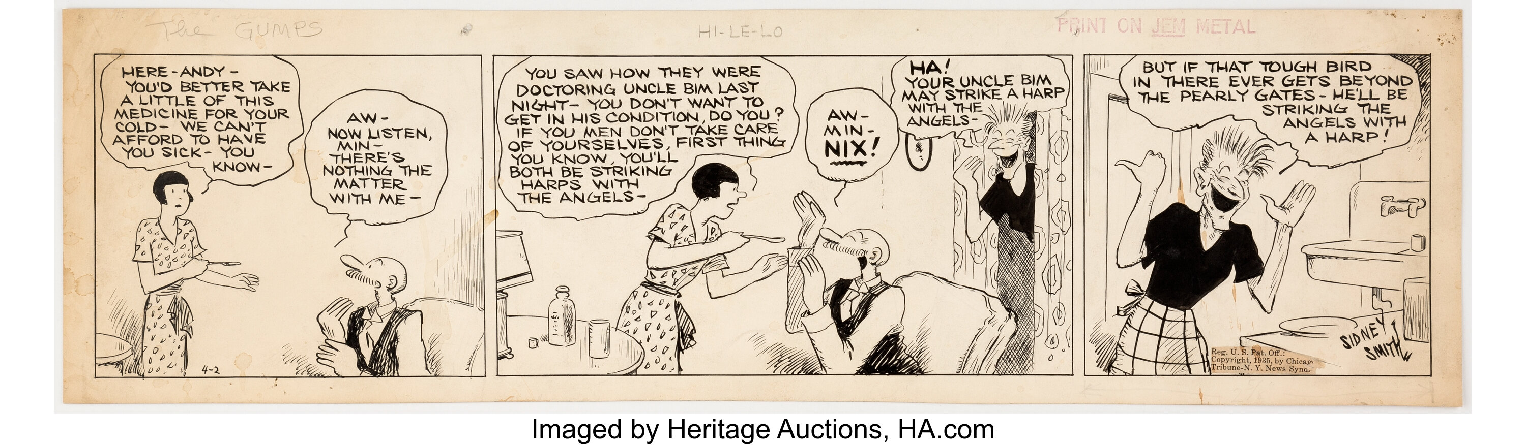 Sidney Smith The Gumps Daily Comic Strip Original Art dated | LotID ...