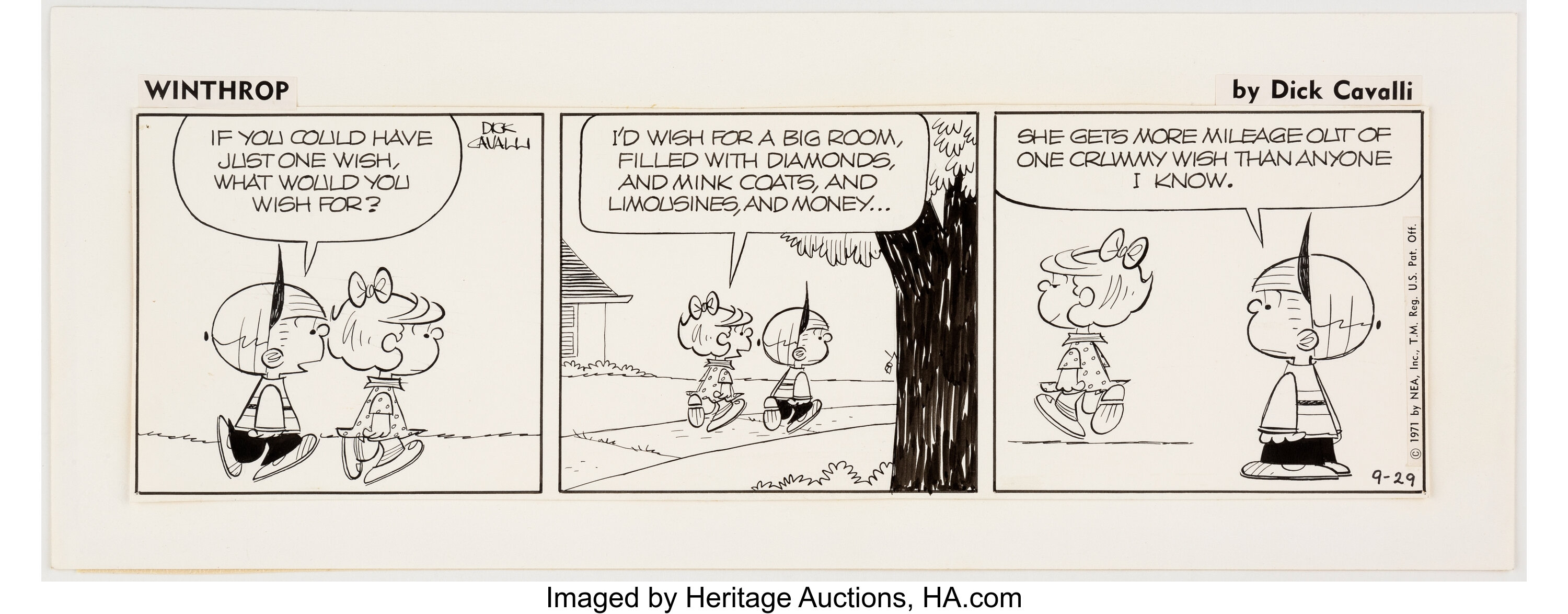 Dick Cavalli Winthrop Daily Comic Strip Original Art (NEA, | Lot #11023 ...