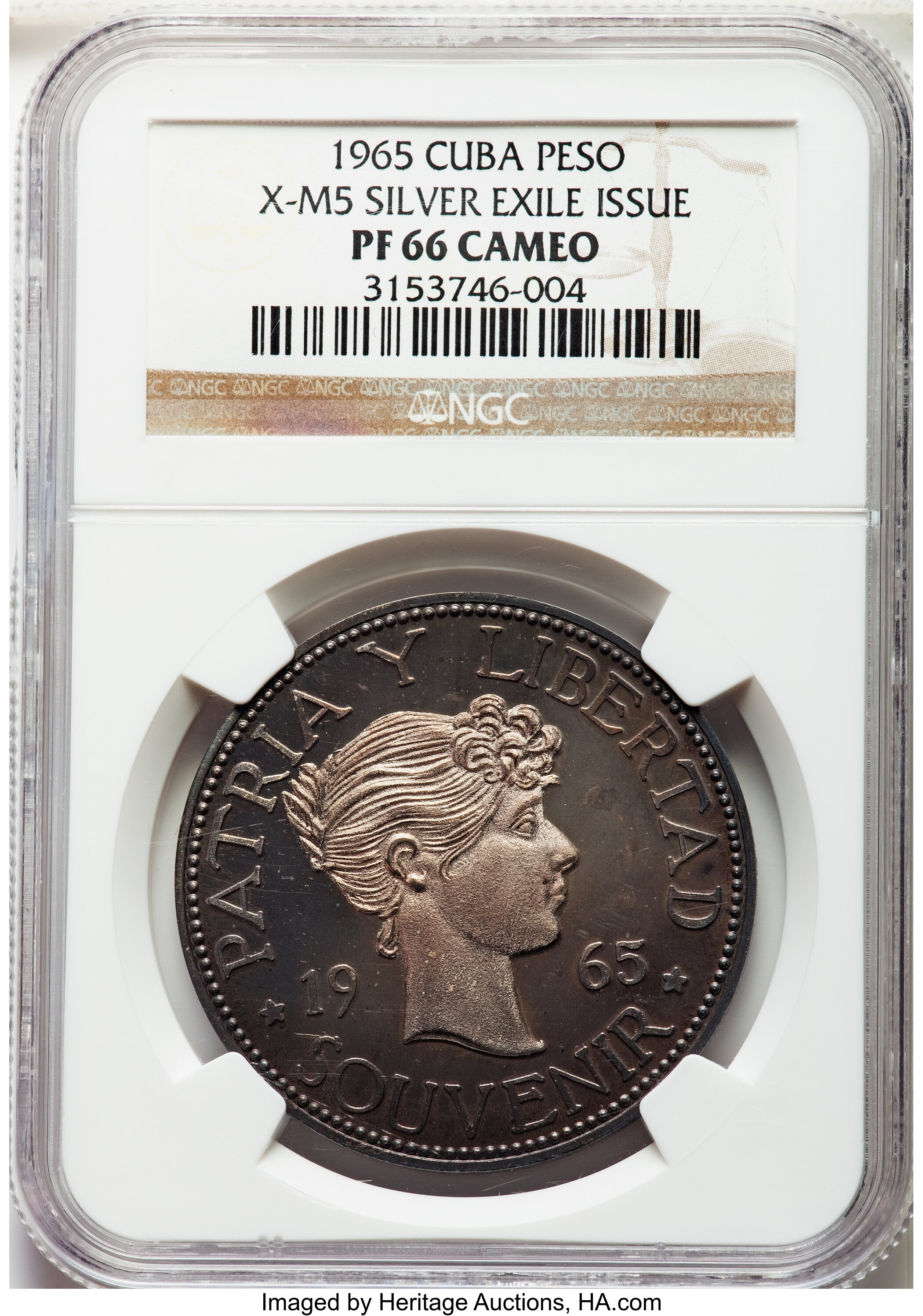 Cuba: Exile Issue silver Proof "Souvenir" Peso 1965 PR66 Cameo | Lot ...