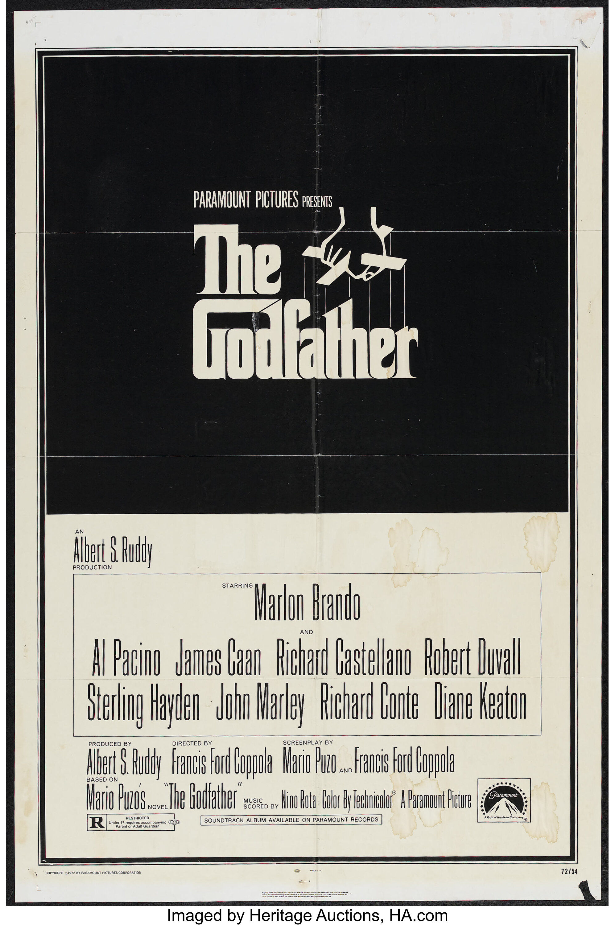 The Godfather (Paramount, 1972). One Sheet (27" X 41"). Crime.... | Lot ...