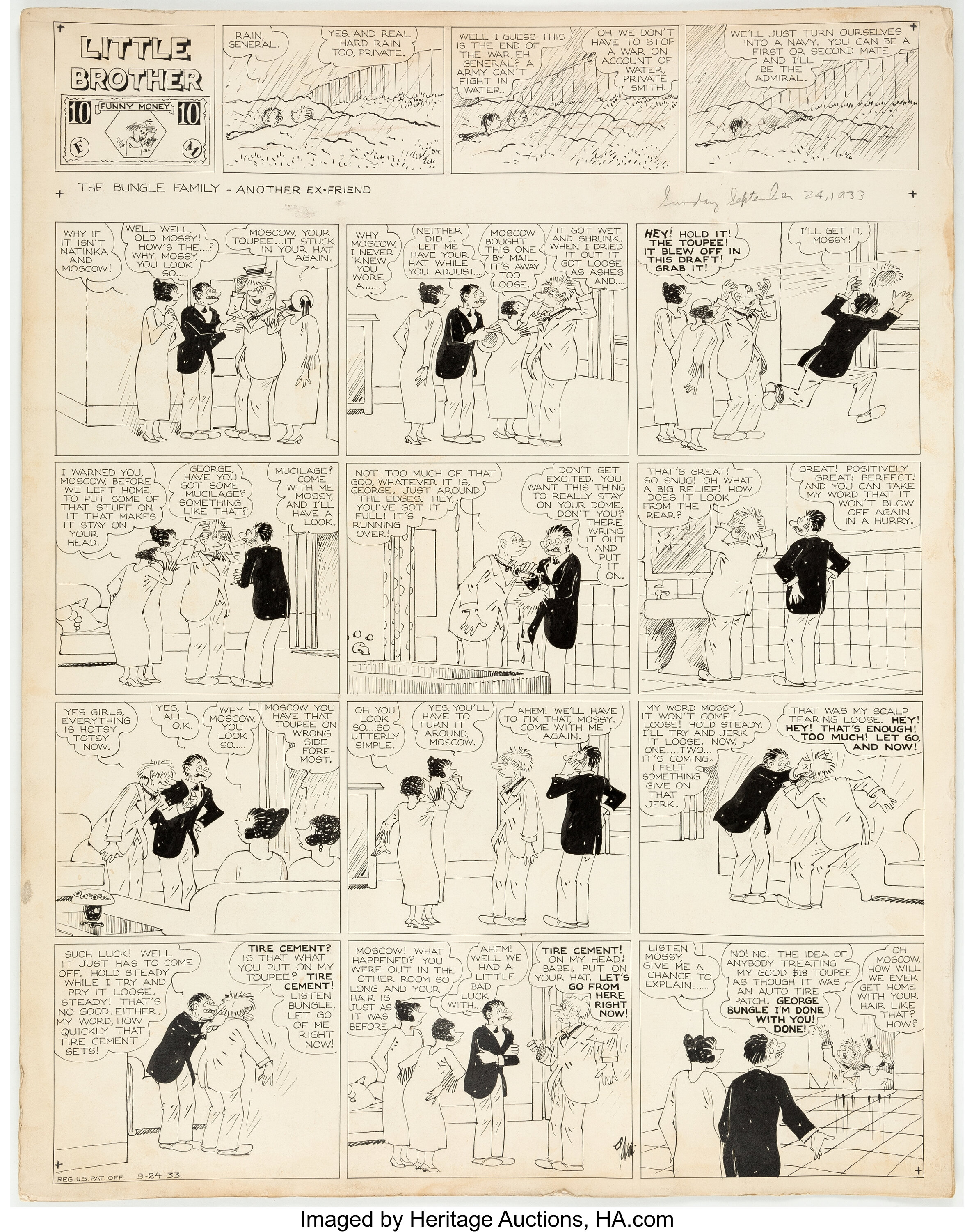 Harry J. Tuthill The Bungle Family Sunday Comic Strip Original Art ...