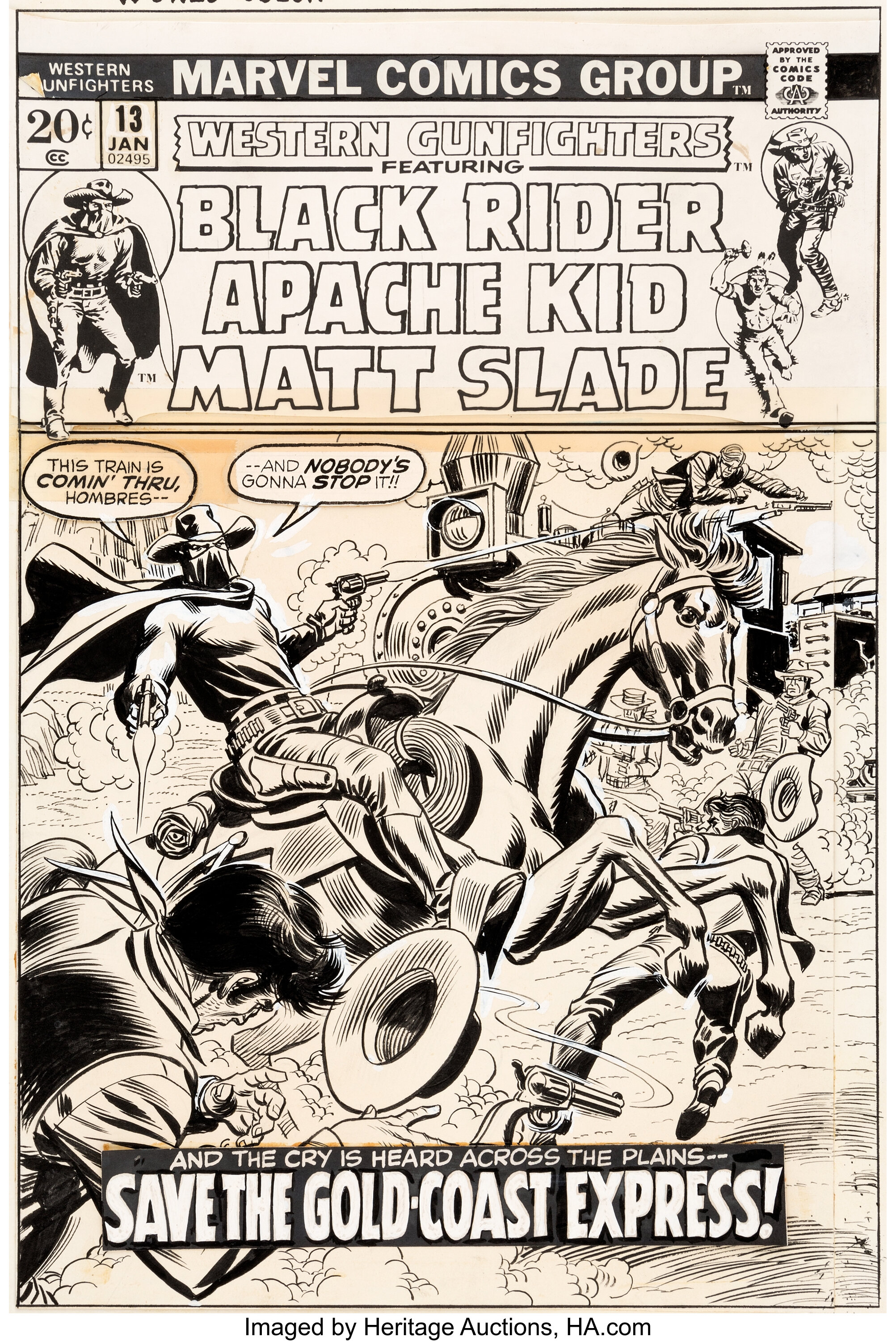 Marvel Artist Western Gunfighters #13 Cover Original Art (Marvel, | Lot ...