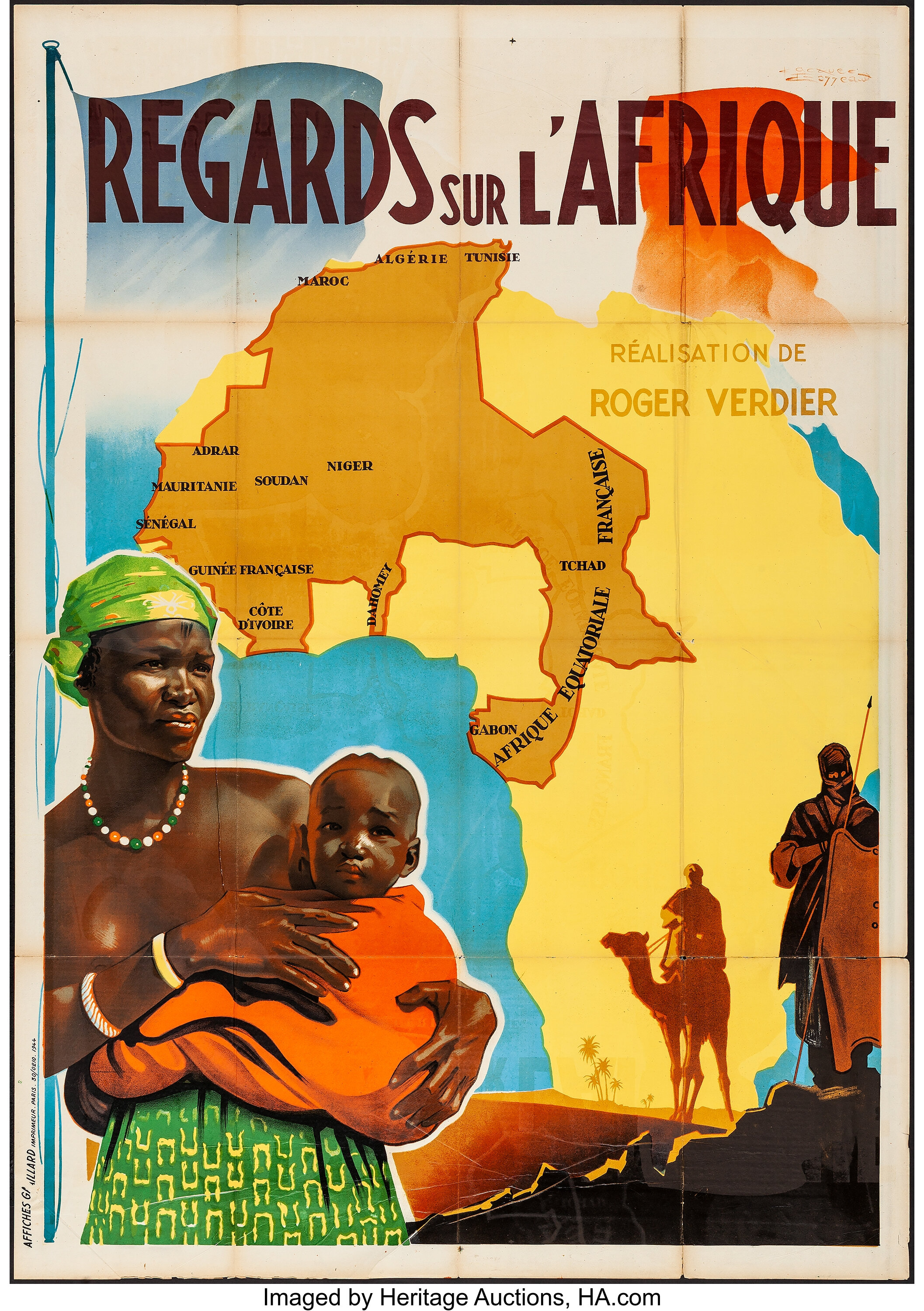 Regards Sur L'Afrique (1944).Folded, Fine-. French Grande (47" X | Lot ...