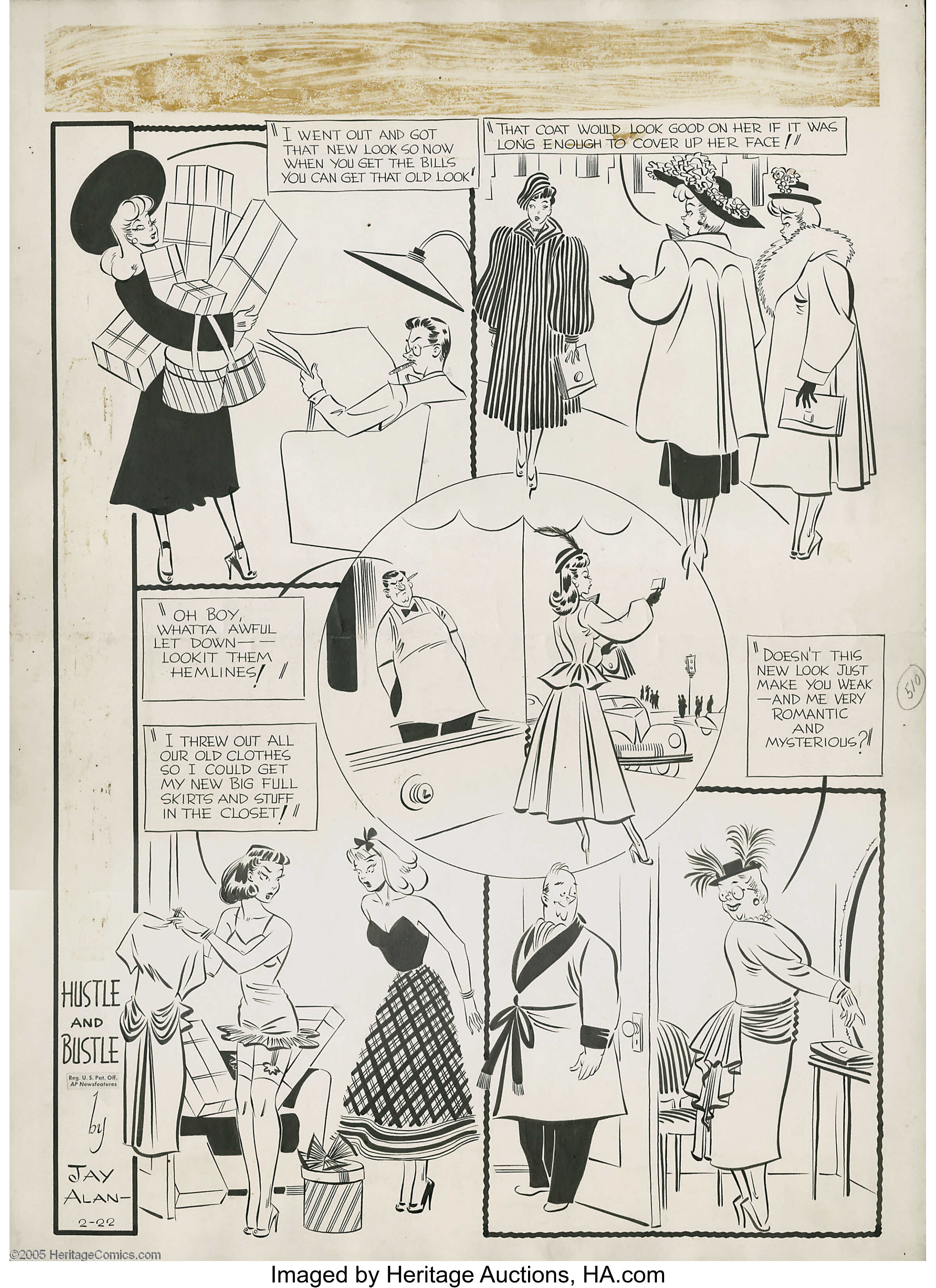 Jay Alan - Glamour Girls Daily Cartoon Strip Original Art | Lot #17802 ...