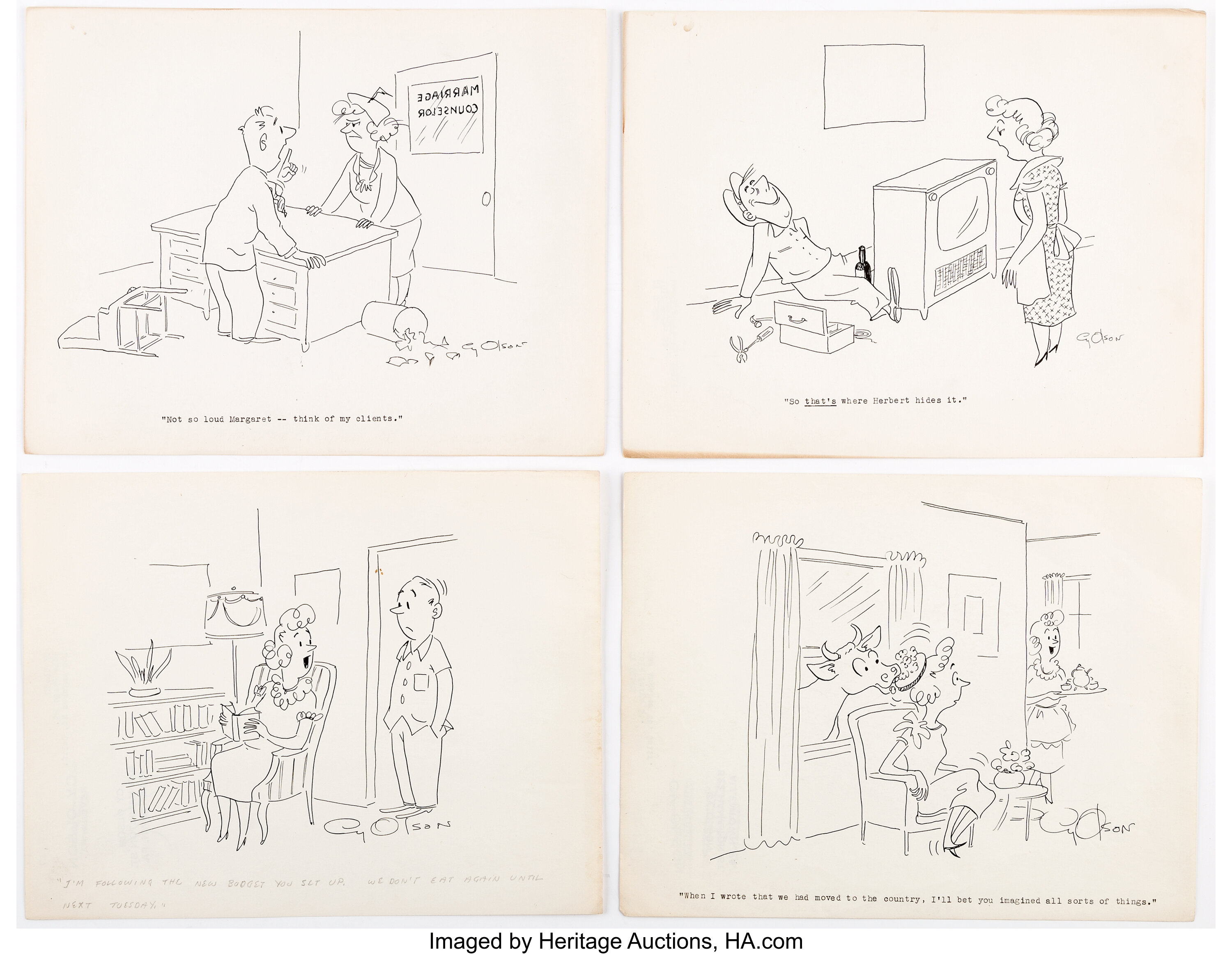 Cy Olson - Single Panel Gag Comic Strips Original Art Group of 100 ...