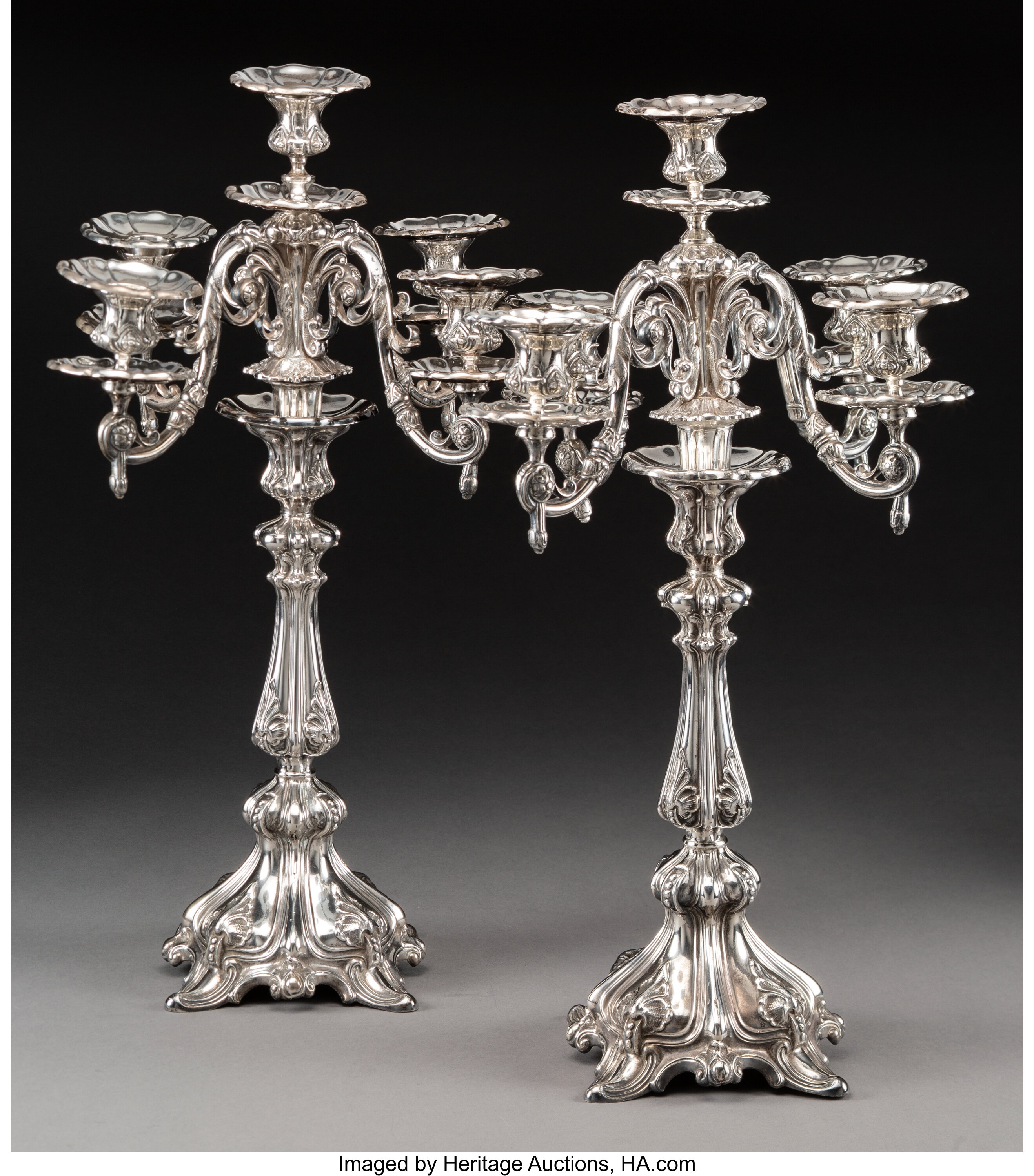 A Pair of Egyptian Silver Five-Light Candelabra, Cairo, mid-20th | Lot ...