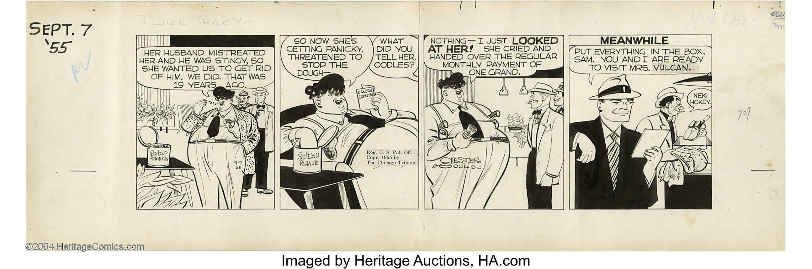 Chester Gould - Dick Tracy Daily Comic Strip Original Art, dated | Lot ...