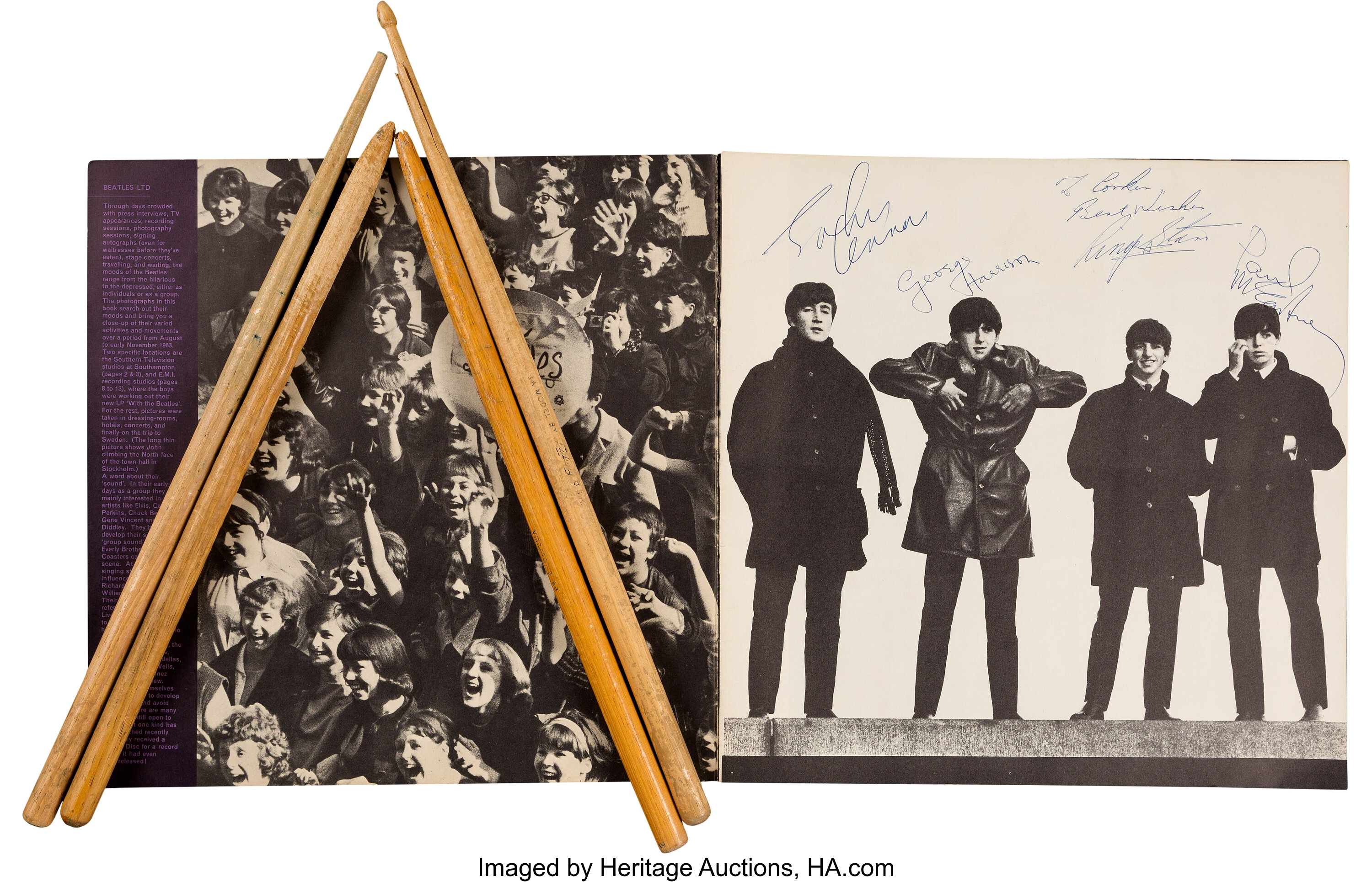 Beatles Signed "Beatles (USA) Ltd." Promo Book And Four Ringo Starr ...