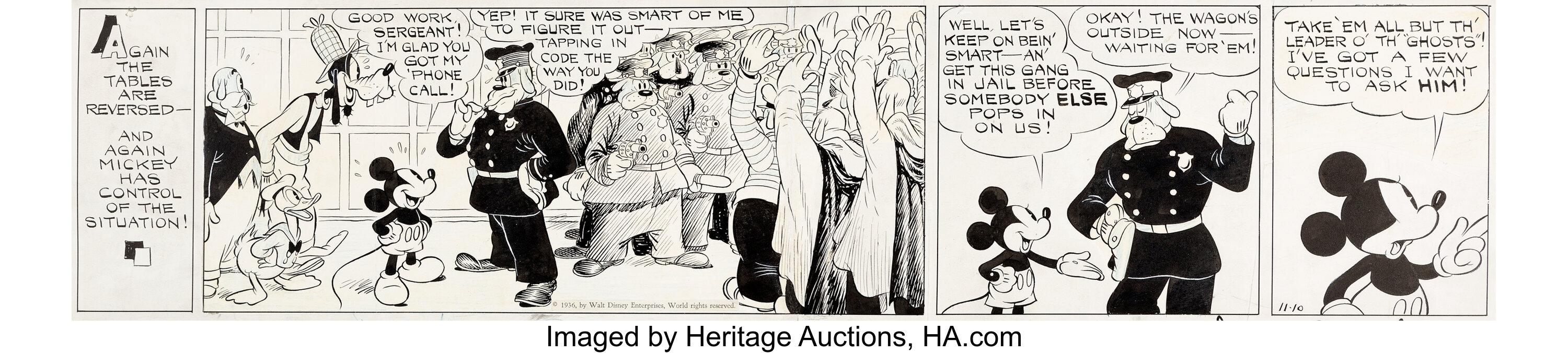 Floyd Gottfredson Mickey Mouse Daily Comic Strip Original Art dated ...