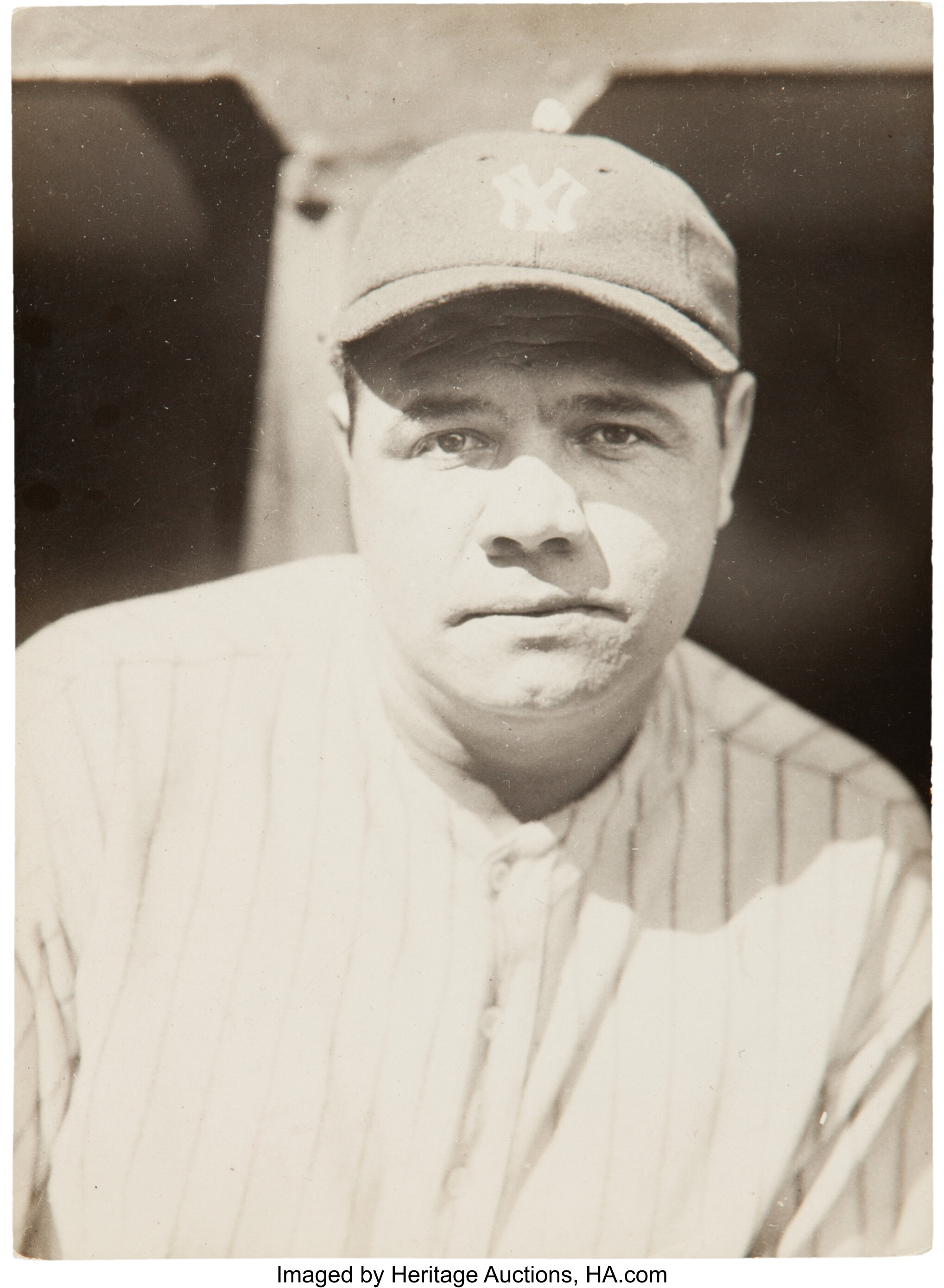 Circa 1927 Babe Ruth "Bubble Gum Cap" Original Photograph by | Lot ...