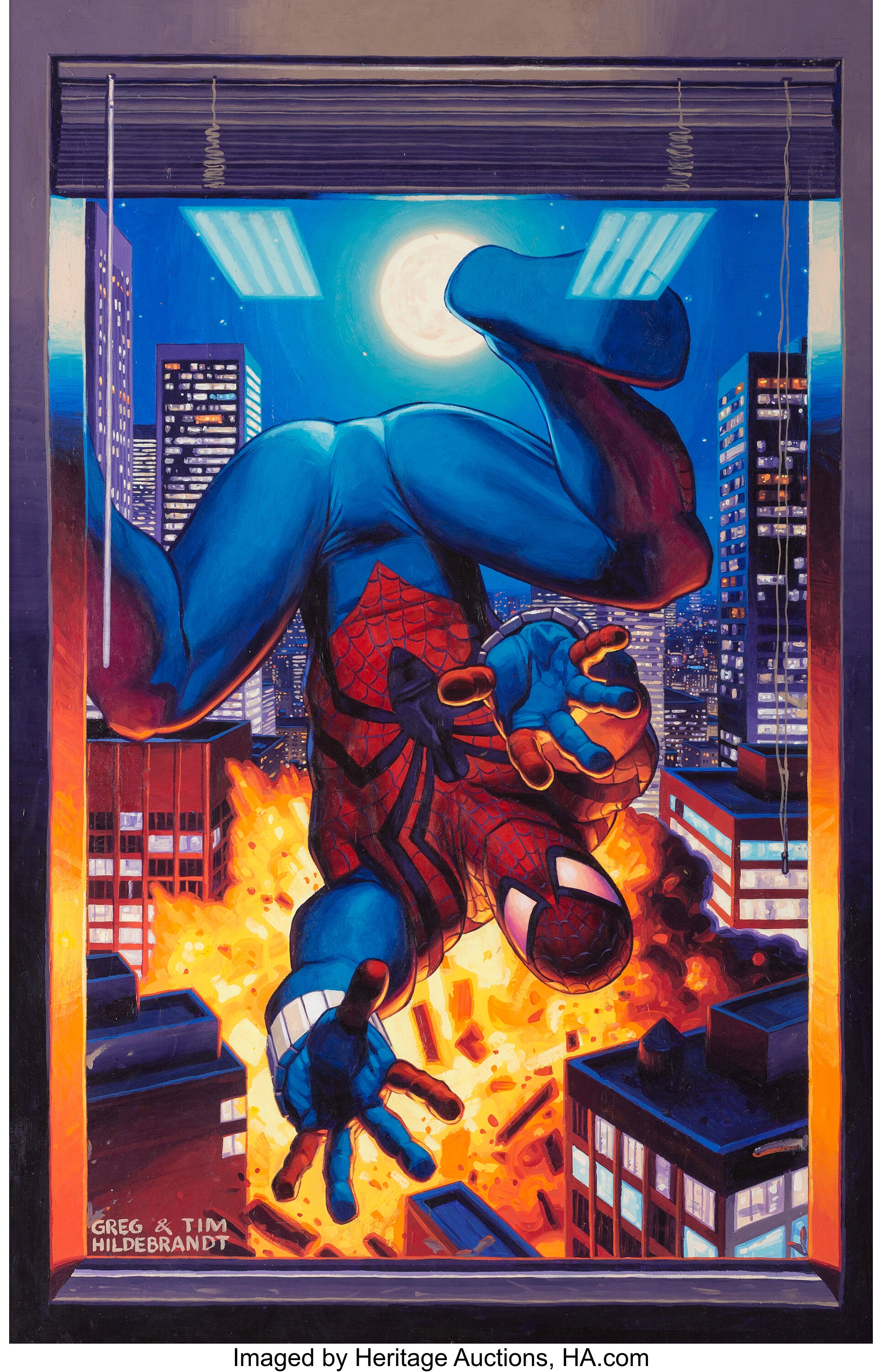 Greg and Tim Hildebrandt - Spider-Man Window Poster Painting | Lot ...