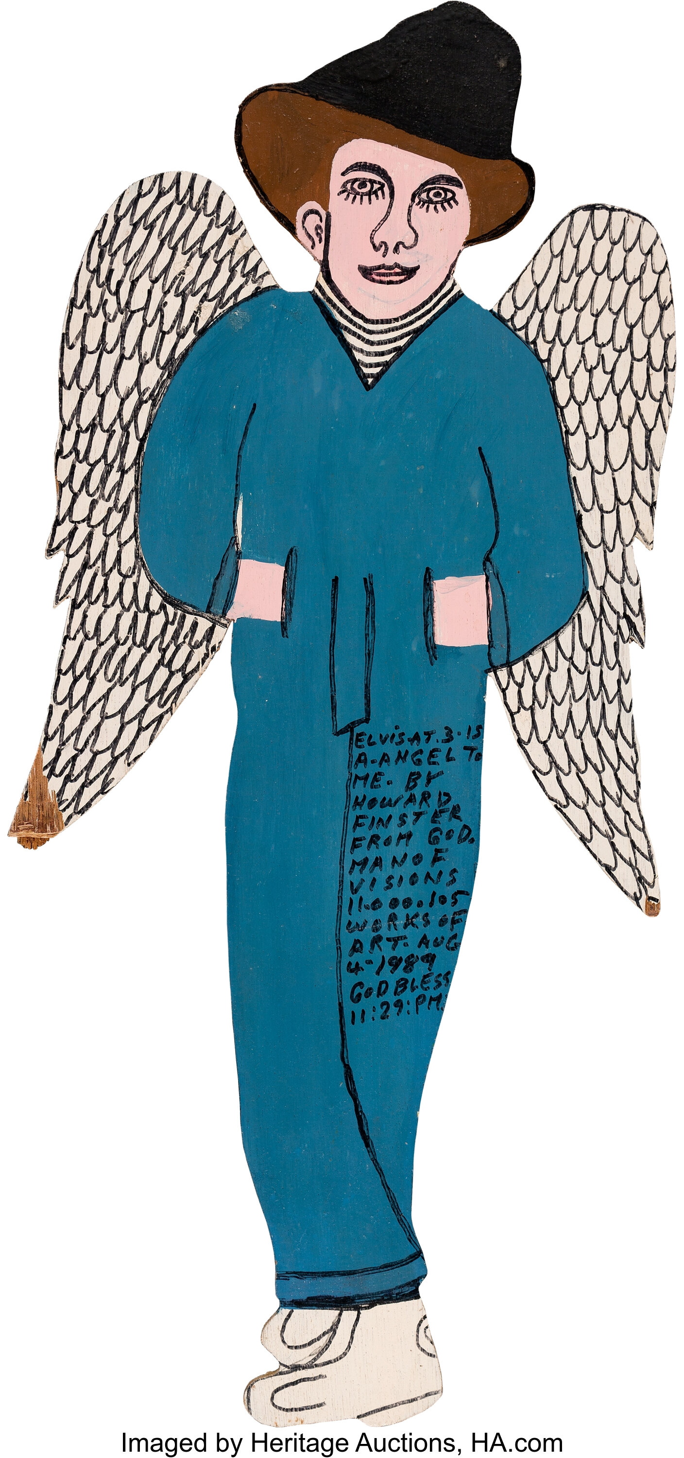Elvis Presley Angel Art of The King Howard Finster Original Art | Lot ...