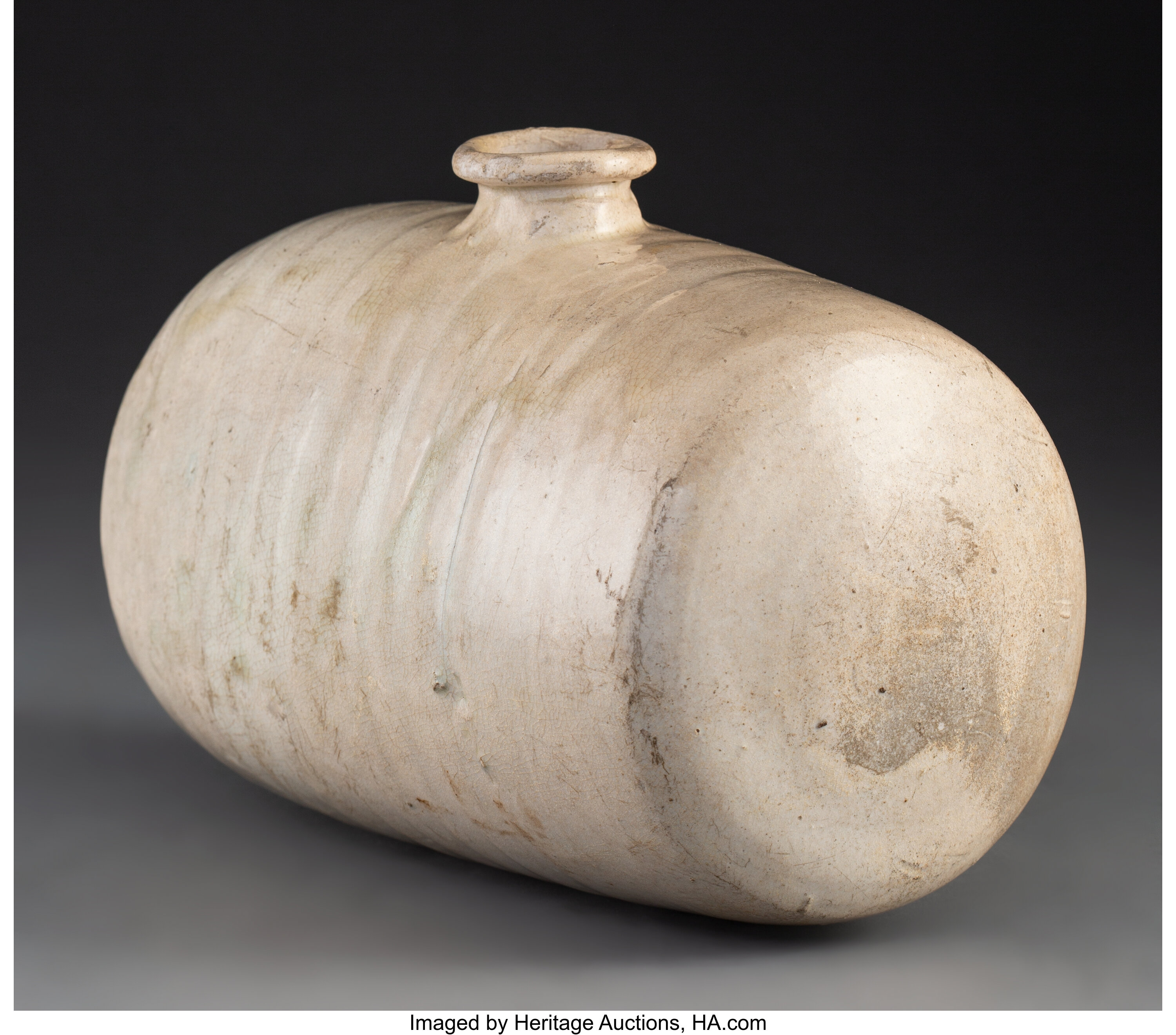 A Korean Buncheong Glazed Stoneware Rice Bale-Form Bottle, Joseon | Lot ...